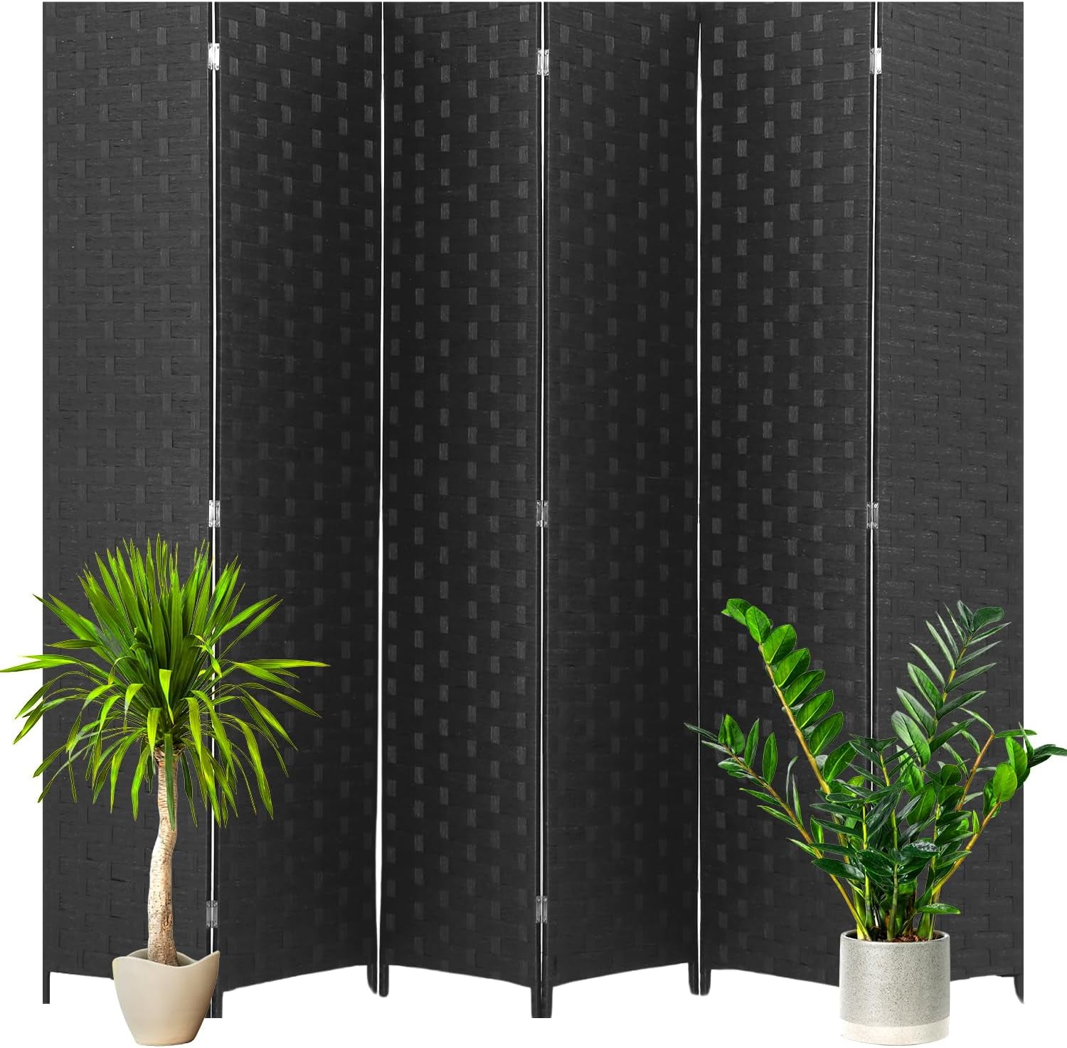 Room Divider, 6FT Wall Divider Wood Screen 6 Panels Wood Mesh Hand ...