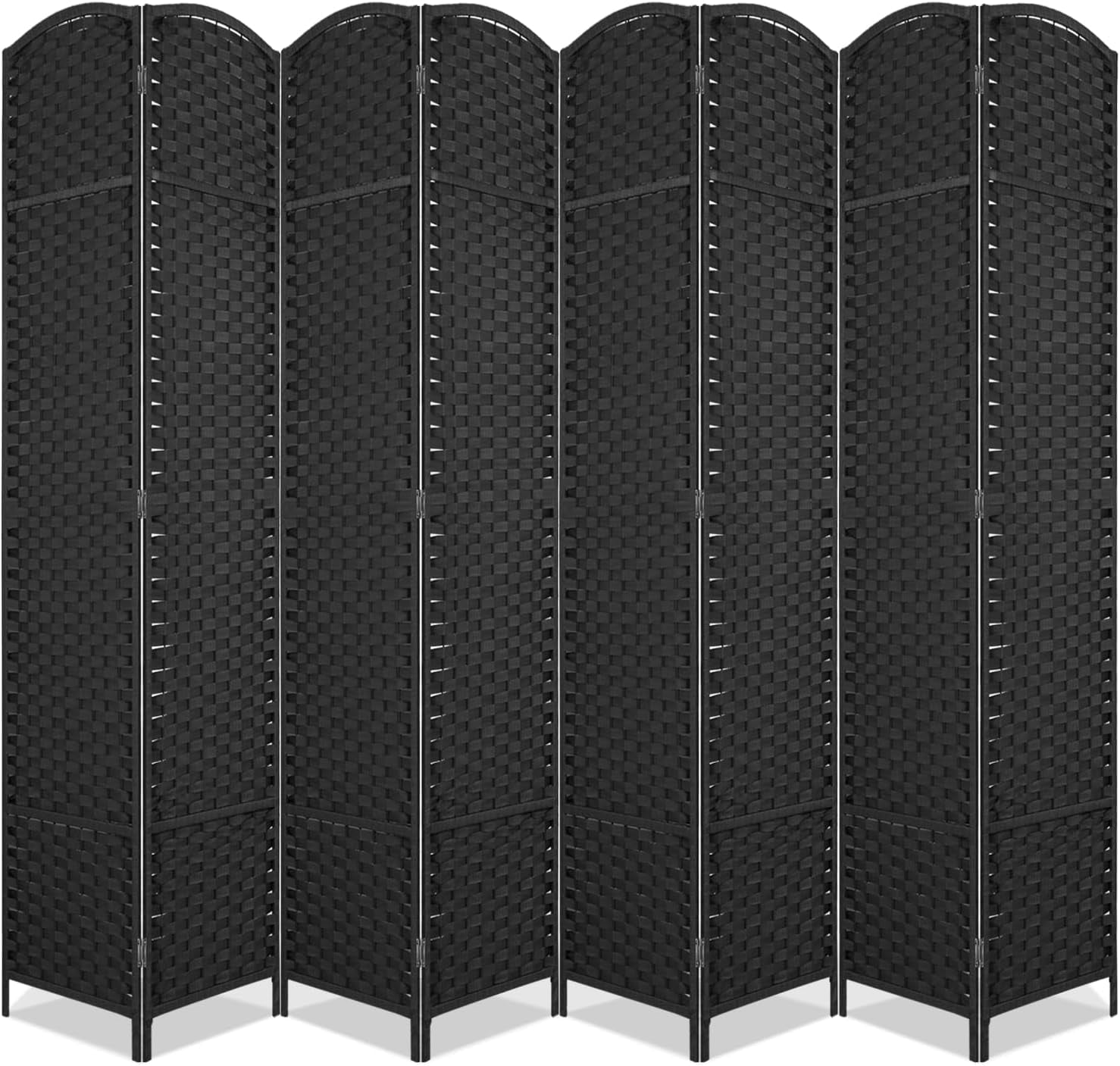 Room Divider 8 Panel 5.57 FT and Folding Privacy Screen with Wood Frame ...