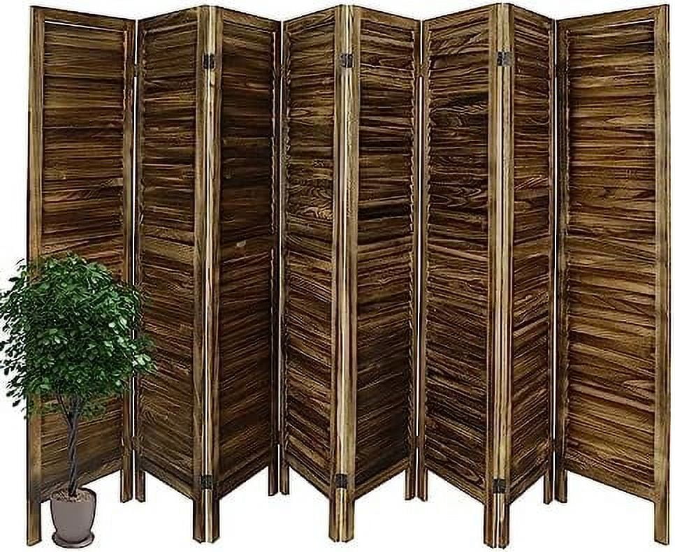Room Divider 8 Panel with Louvered Design 5.6ft Tall Wood Partition ...