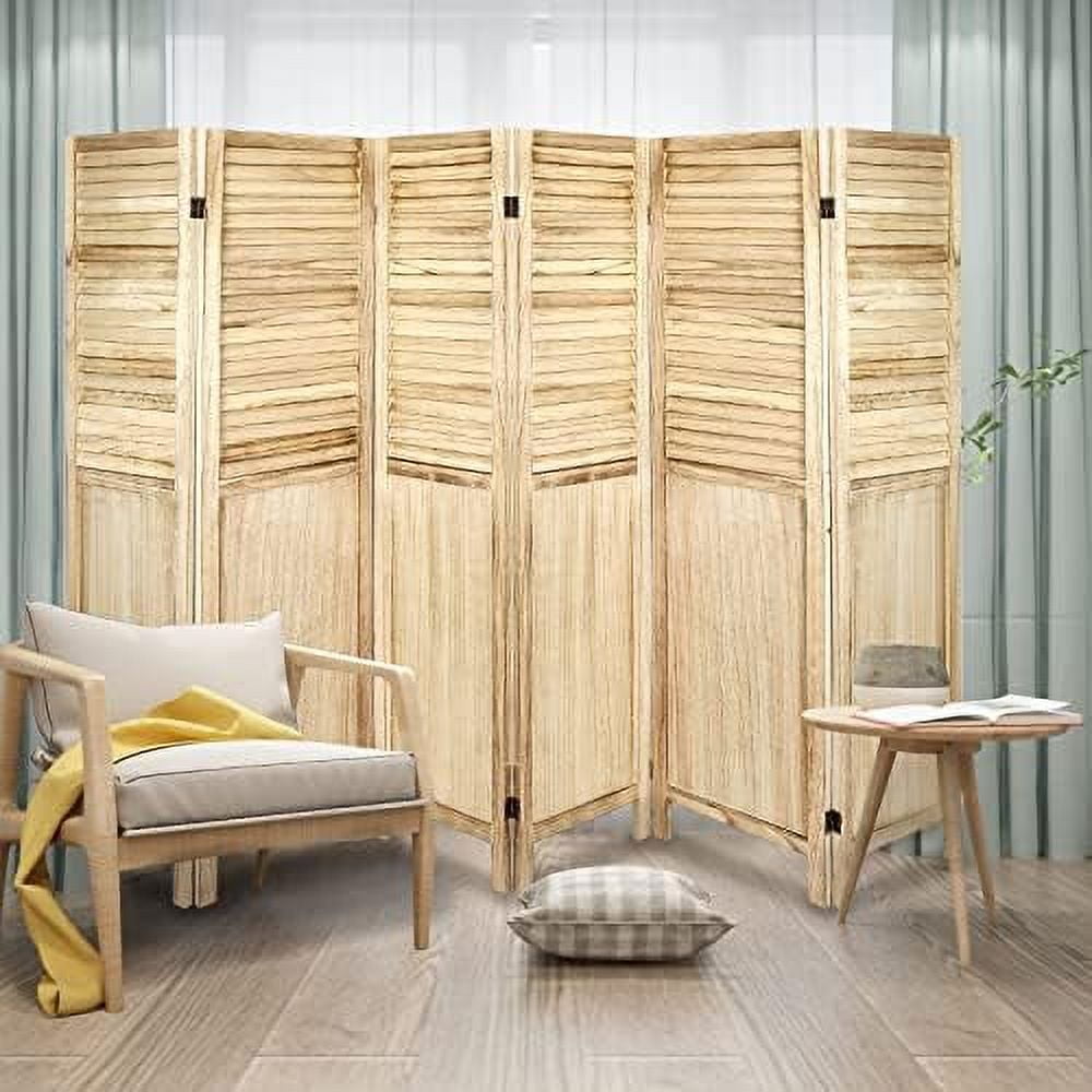 Room Divider 8 Panel with Louvered Design 5.6ft Tall Wood Partition ...