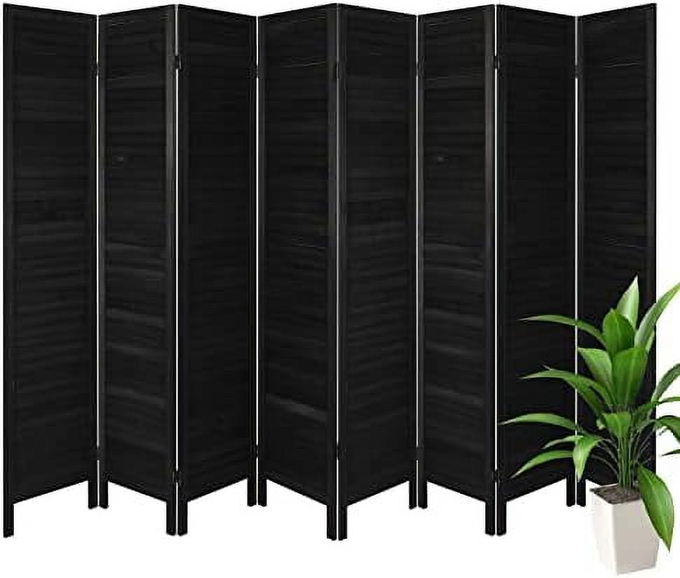 Room Divider 8 Panel with Louvered Design 5.6ft Tall Wood Partition ...