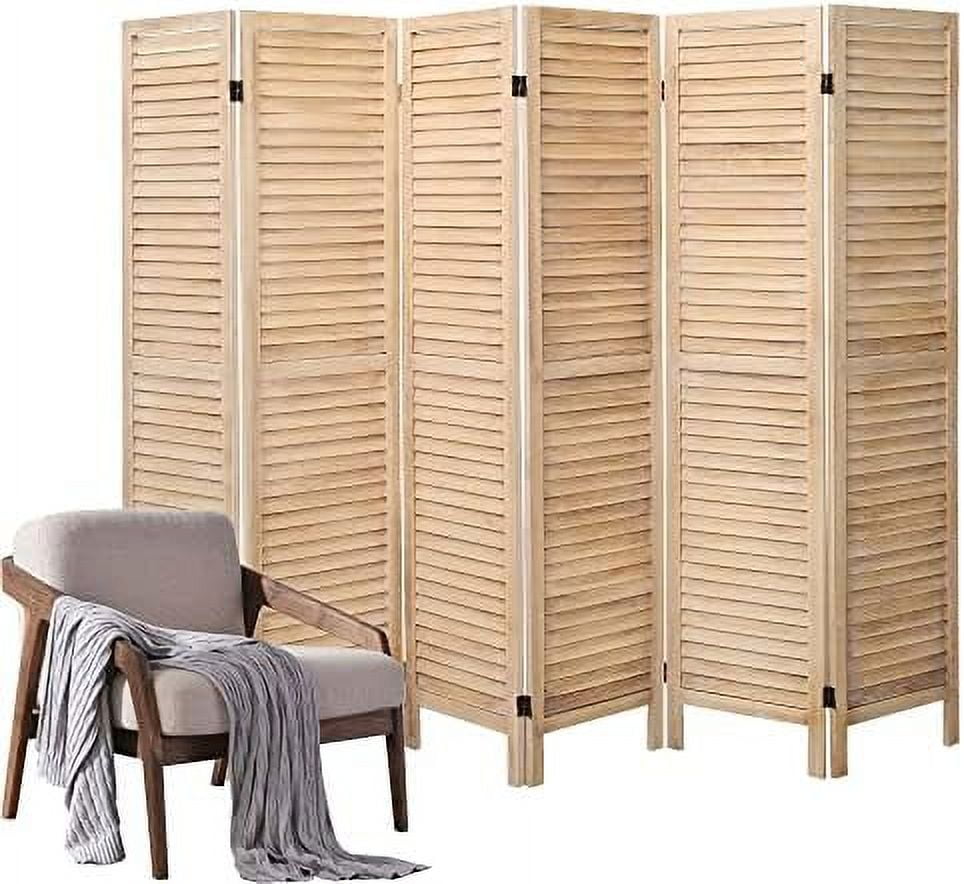 Room Divider 8 Panel with Louvered Design 5.6ft Tall Wood Partition ...