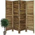 Room Divider 8 Panel with Louvered Design 5.6ft Tall Wood Partition ...