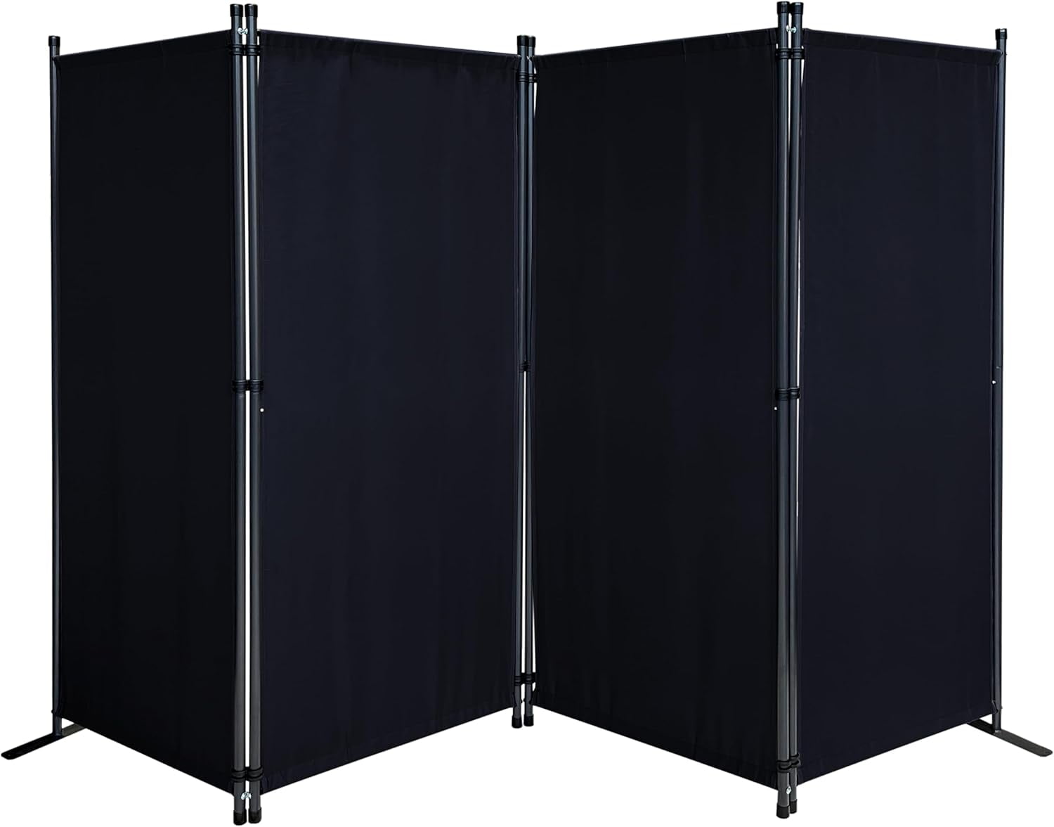 Room Divider 87" W x 65" H Black | 4-Panel Folding Privacy Screen ...