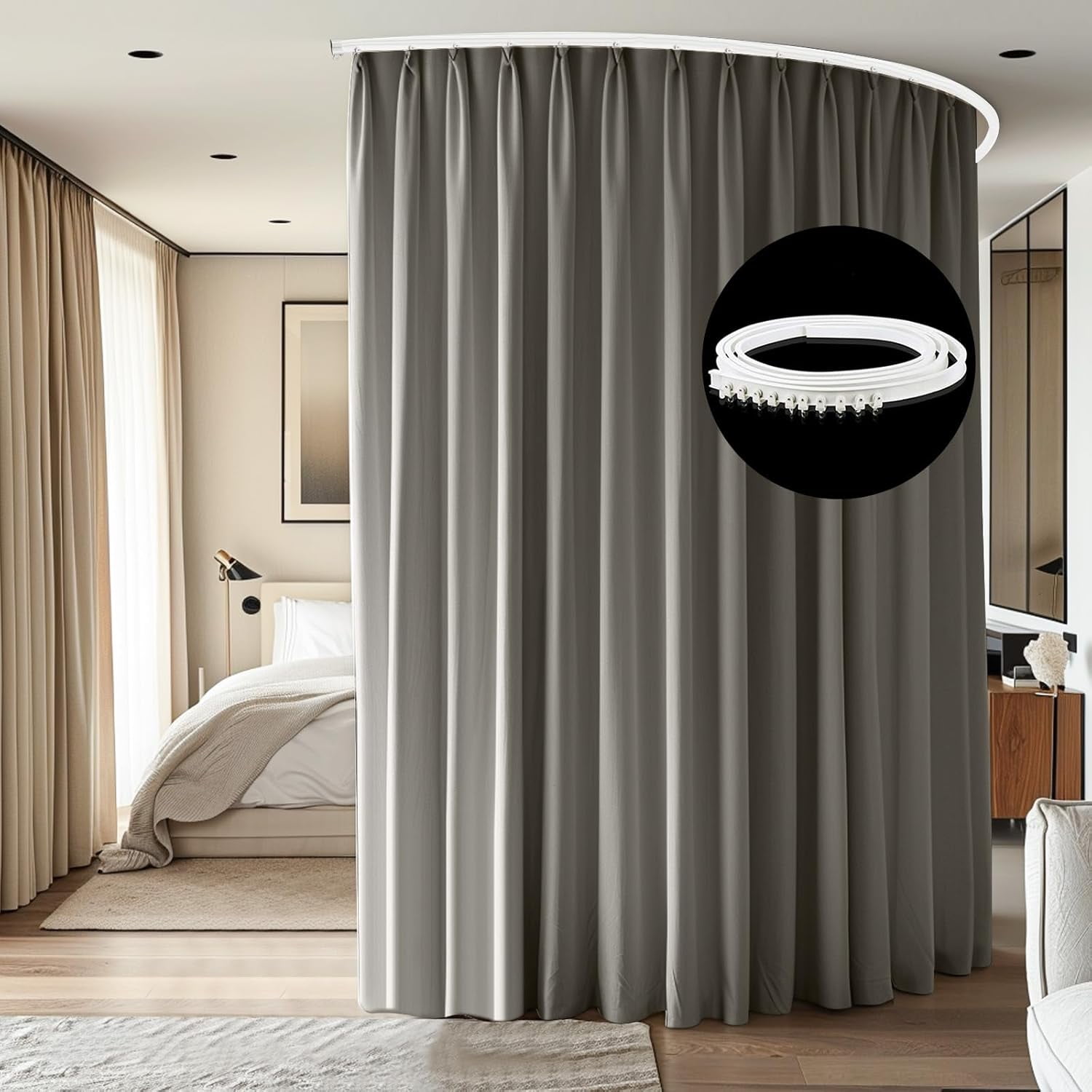 Room Divider Ceiling Mounted Curtains Track Sets Extra Wide Blackout ...