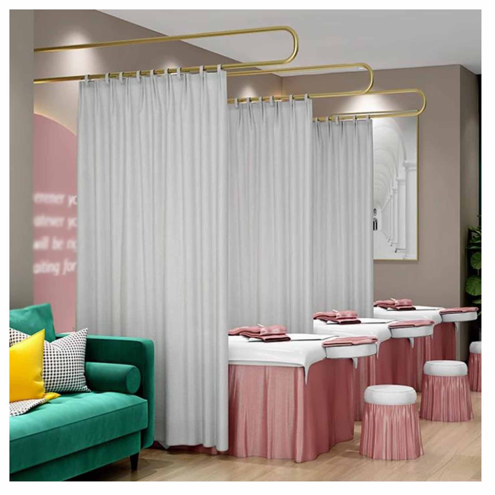 Room Divider Curtain Kit,,Wall-Mounted Separation Hanging Screen,Metal ...