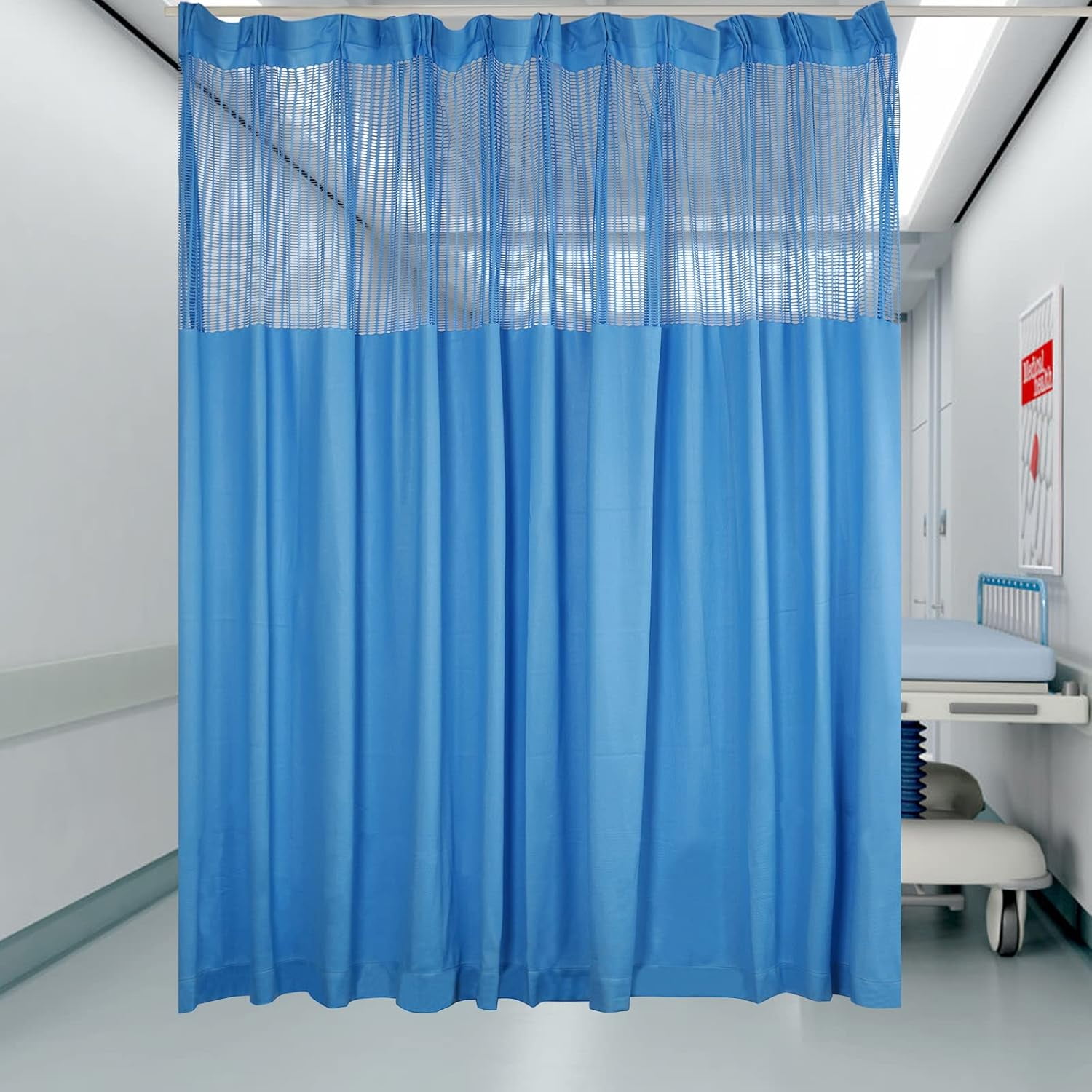 Room Divider Curtain, Privacy Cubicle Curtain with Mesh Top, 1 Panel ...