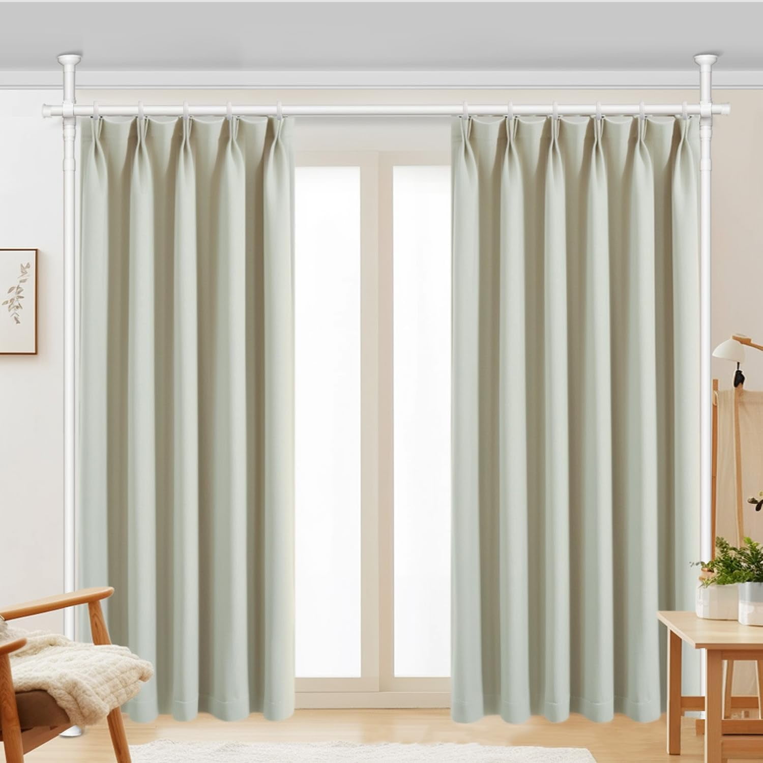 Room Divider Curtain Rod, No Drilling Adjustable Space Partition, Heavy ...