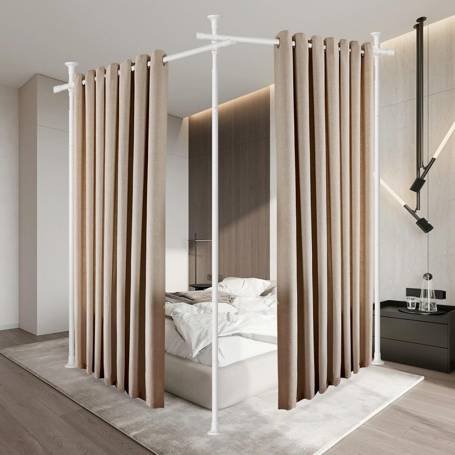 Room Divider Curtain Rod, No Drilling Curtain Rod Divider for Room ...