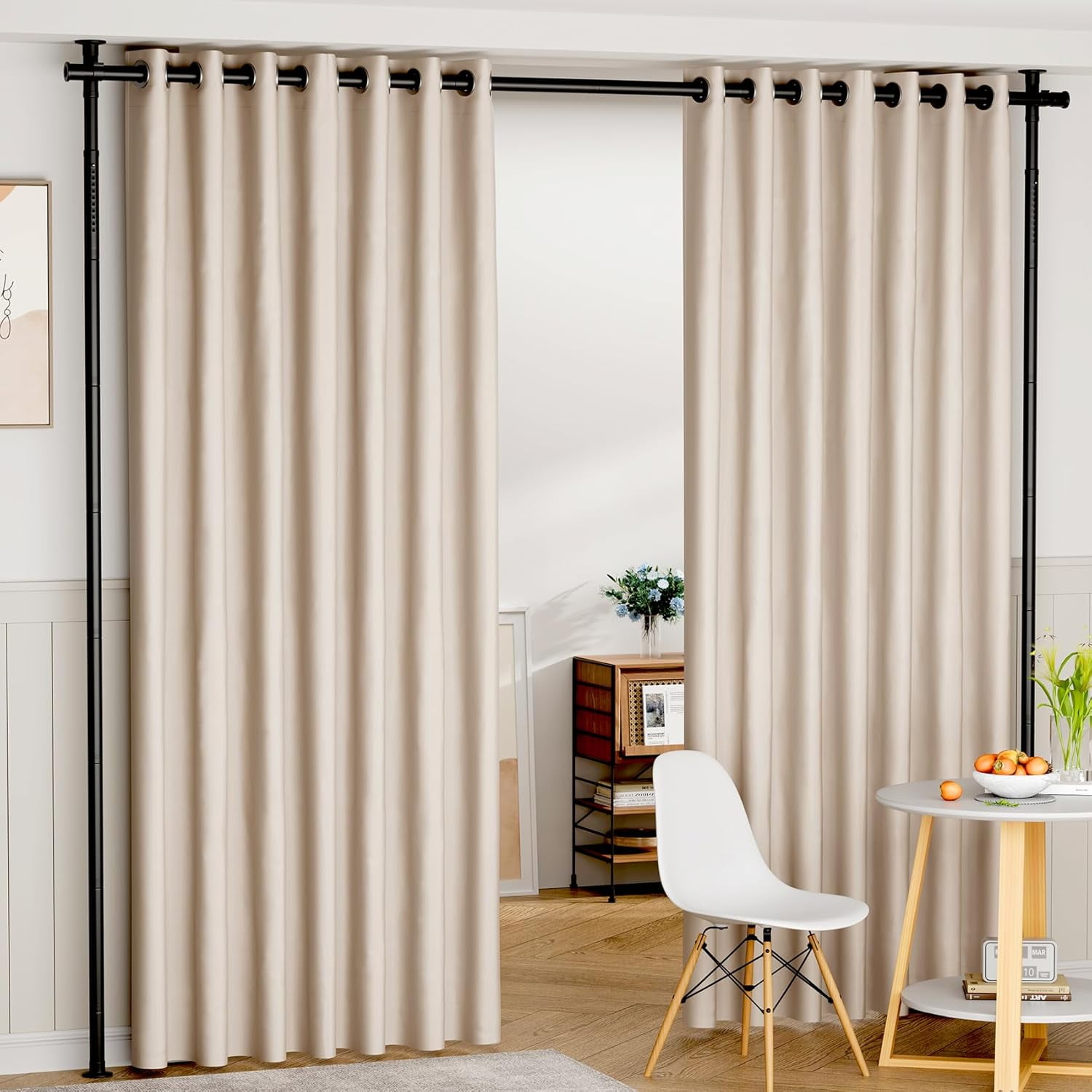 Room Divider Curtain Rod, No Drilling Partition Room Dividers 28-96"(W ...