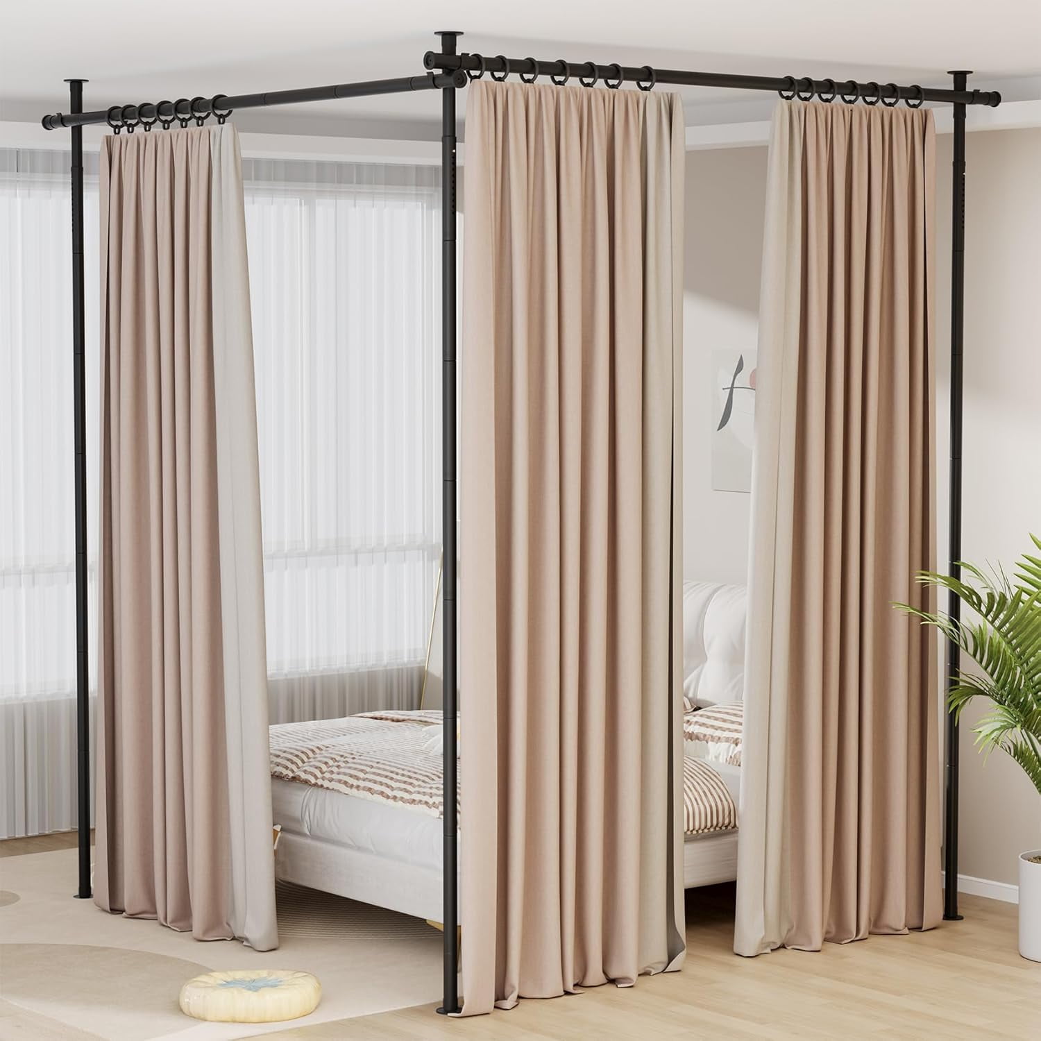 Room Divider Curtain Rod No Drilling, Partition Room Dividers 4-10ft(H ...