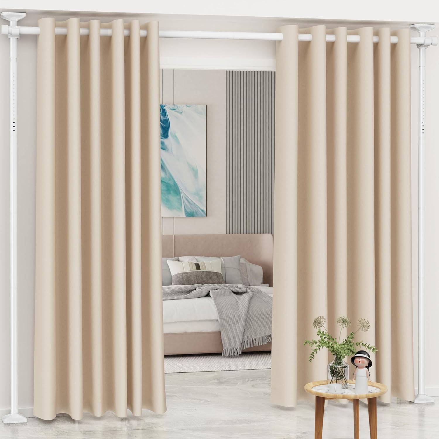 Room Divider Curtain Rod - No Drilling Partition Room Dividers 4-10ft(H ...