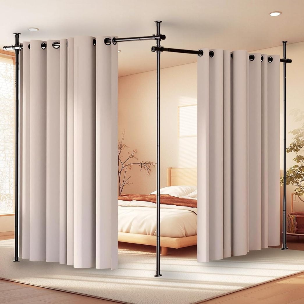 Room Divider Curtain Rod - No Drilling Partition Room Dividers for Room ...