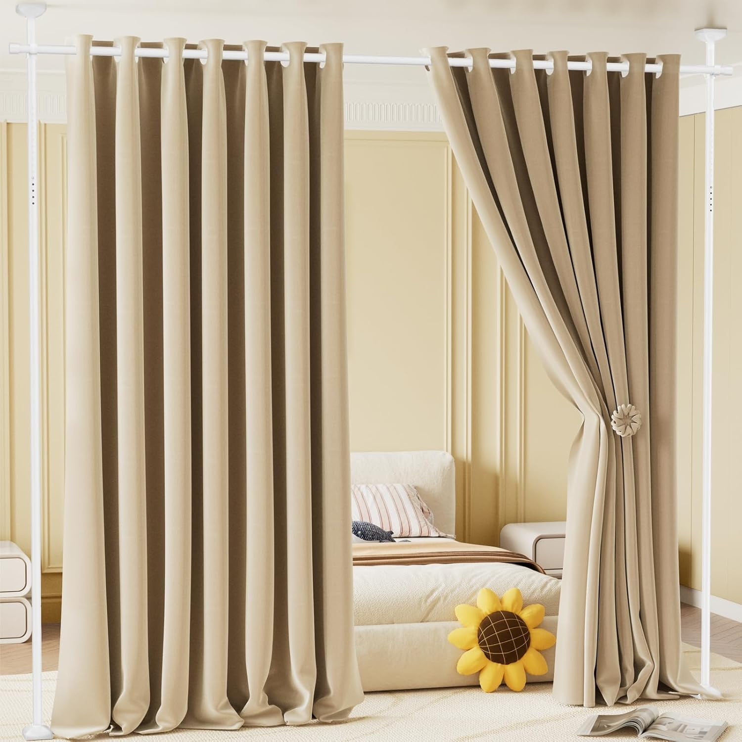 Room Divider Curtain Rod, No Drilling Tension Rod for Room Separation ...