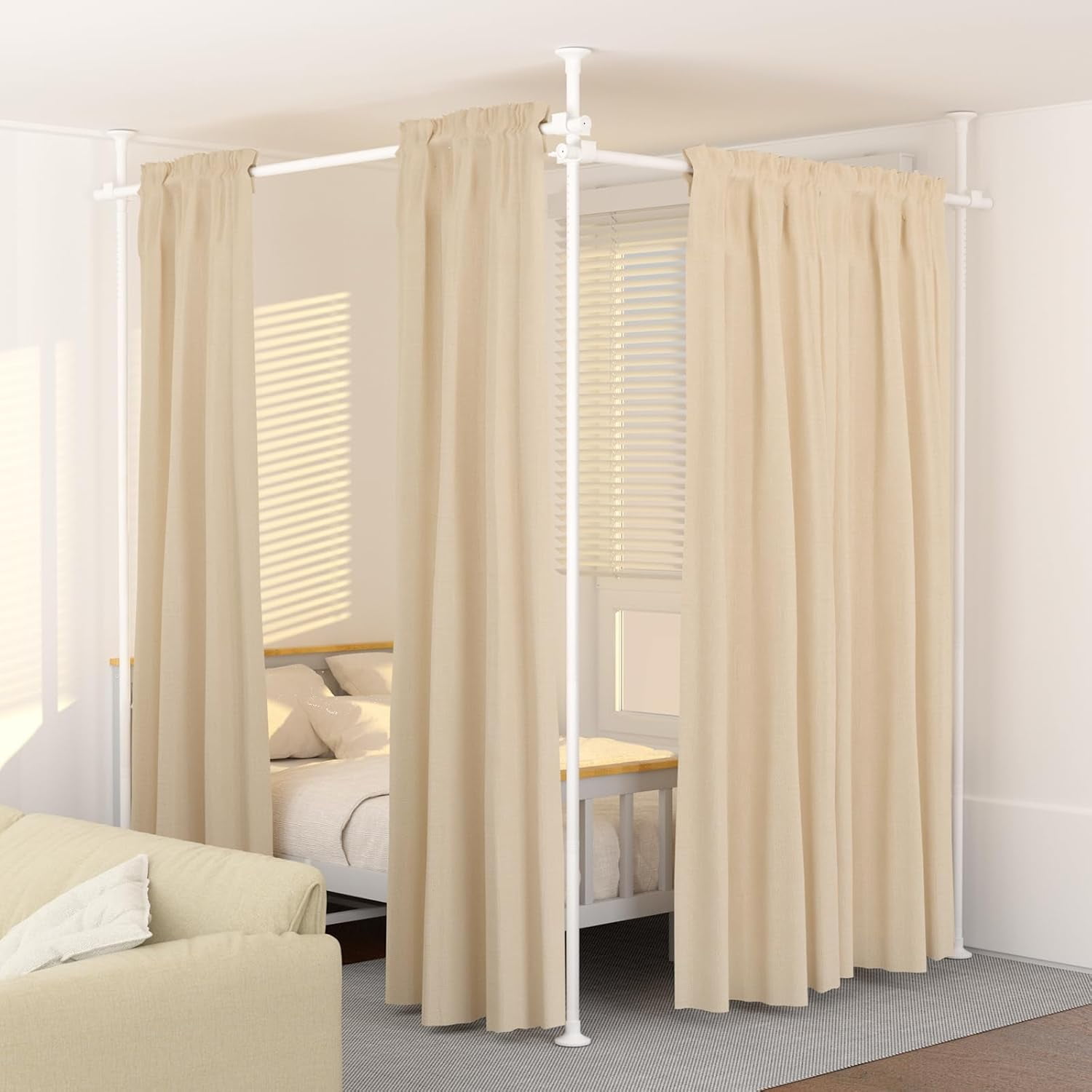 Room Divider Curtain Rod, No Drilling Tension Rods for Room Separation ...