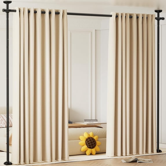 Room Divider Curtain Rod for Wide Space Room Separation Adjustable No ...