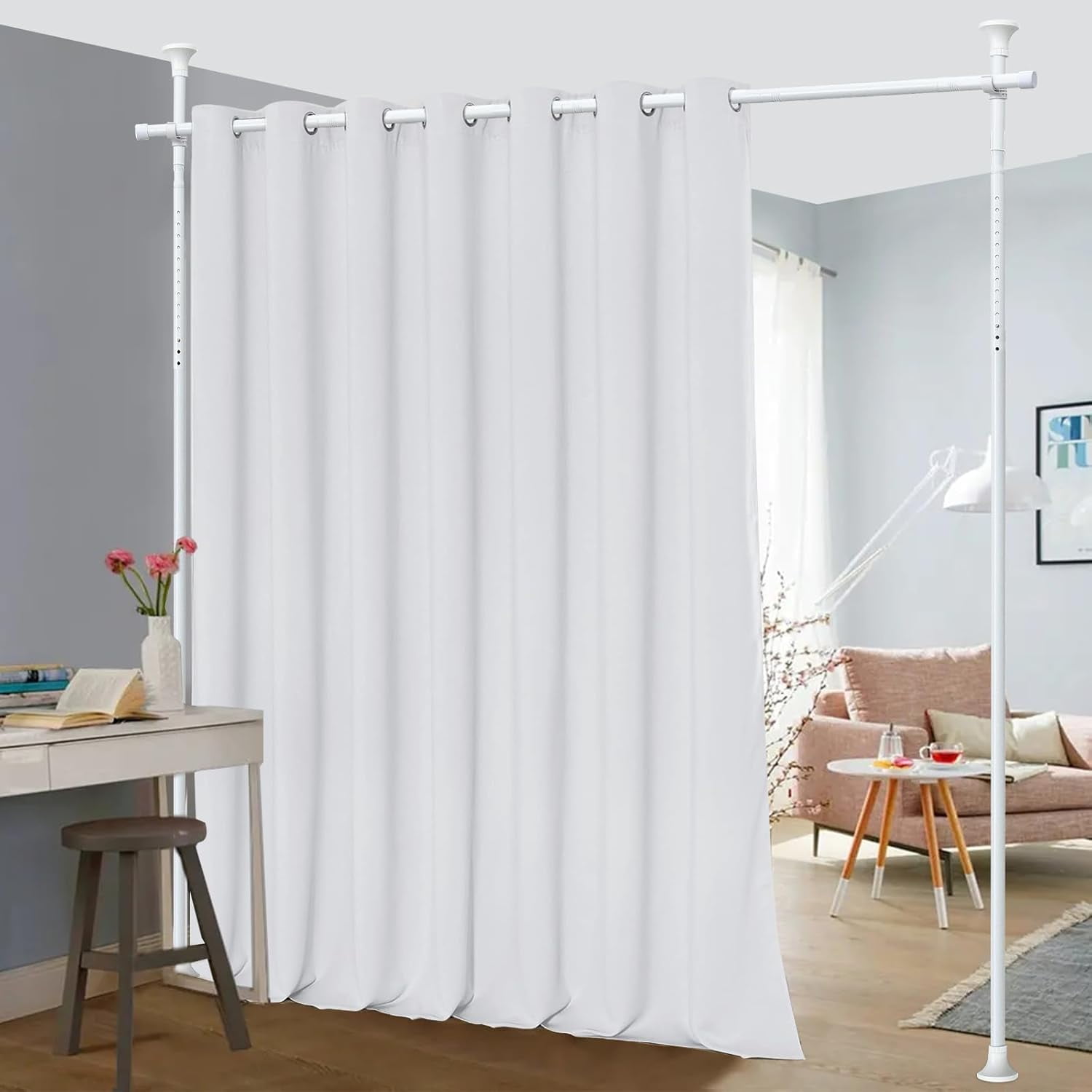 Room Divider, Curtain Rods No Drilling for Room Partitions, 28-70inch(W ...