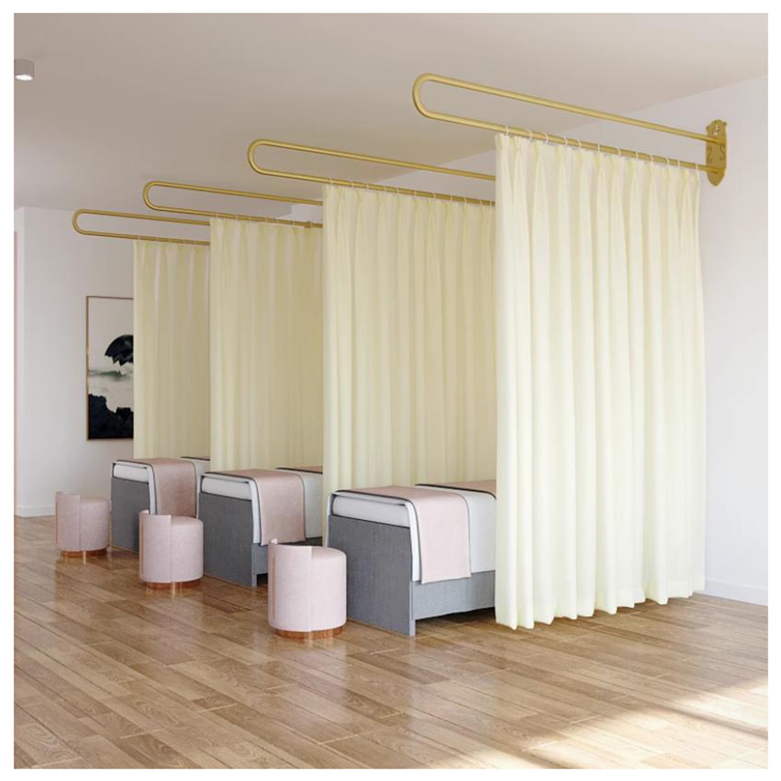 Room Divider Curtain With U-Shaped Support Rod, Beauty Salon Partition ...