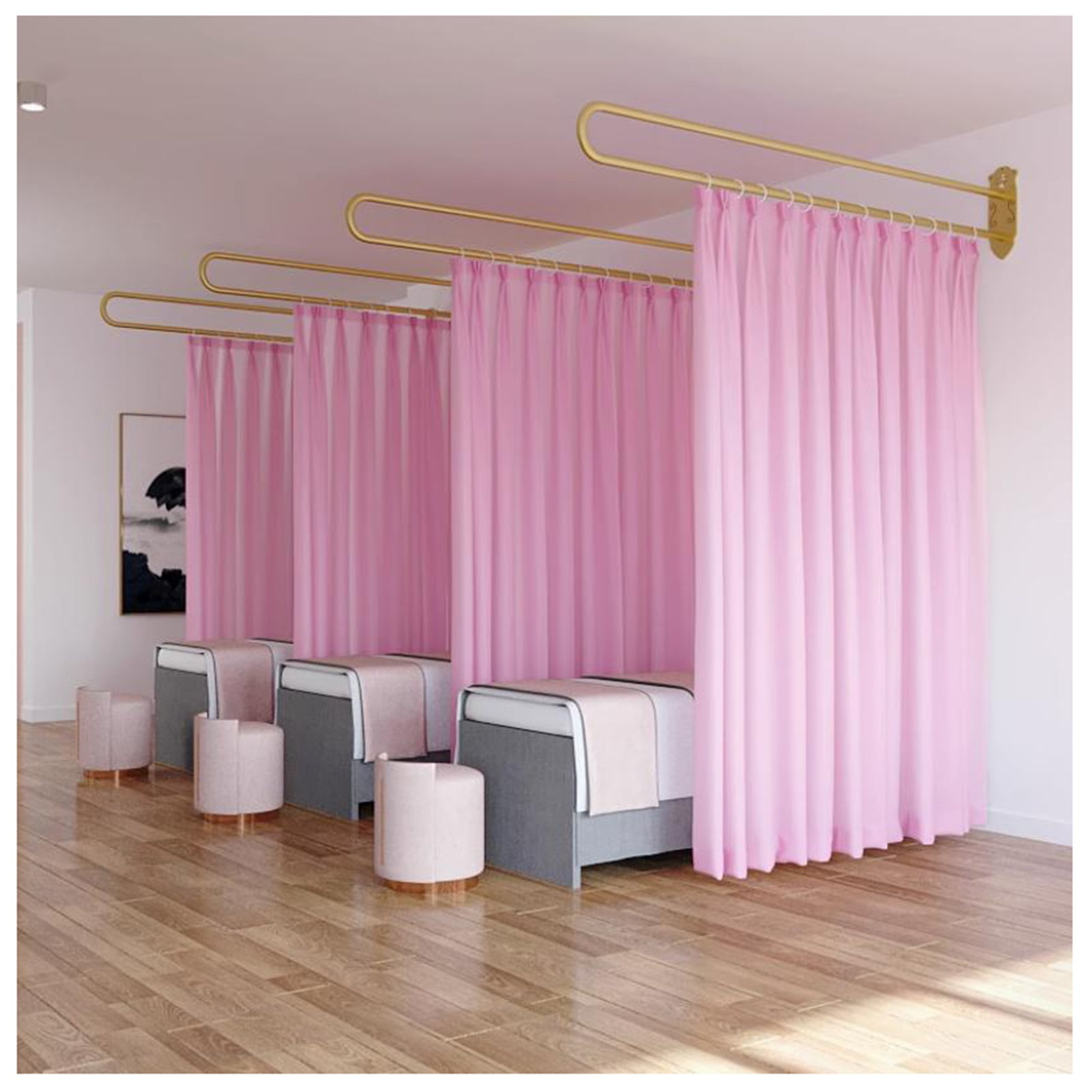 Room Divider Curtain With U-Shaped Support Rod, Beauty Salon Partition ...
