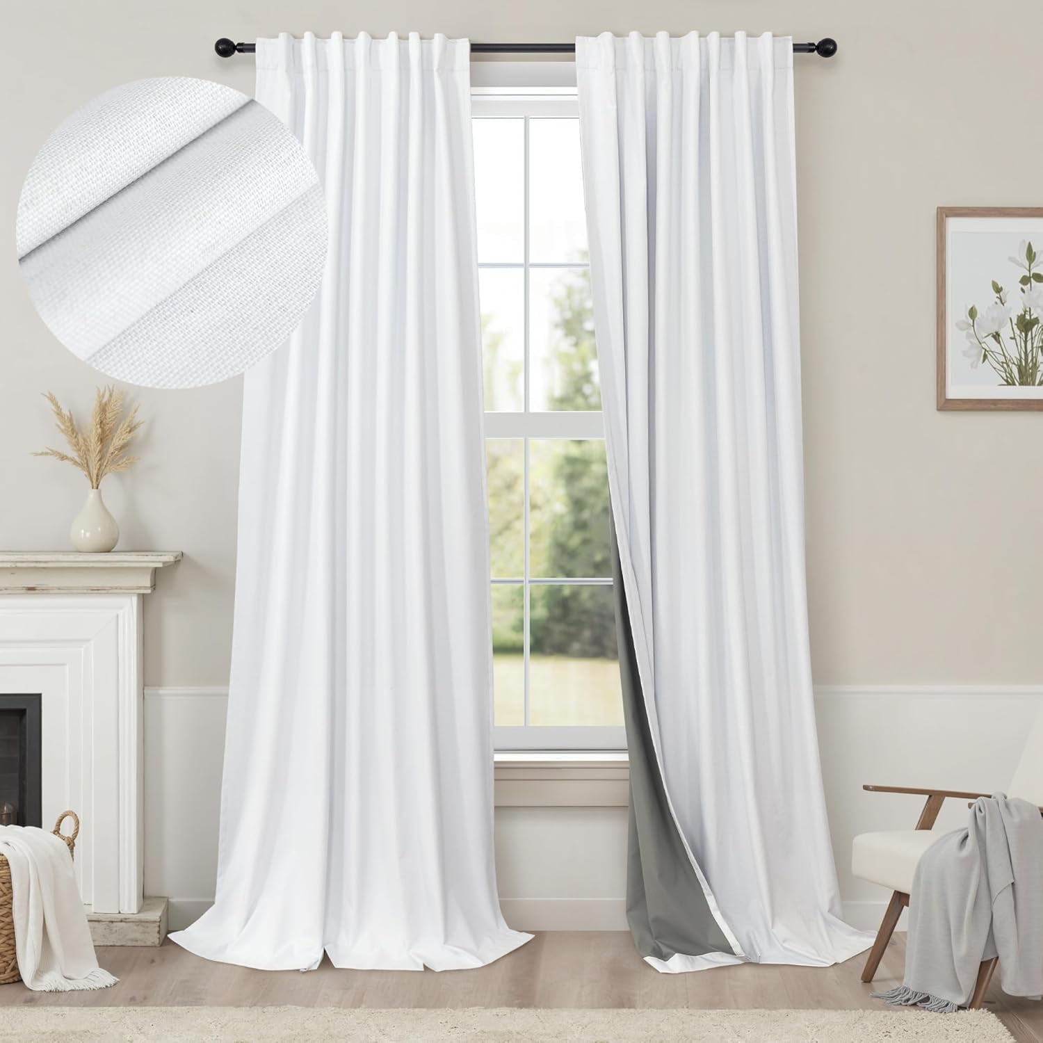 Room Divider Curtains 12ft Extra Long Blackout Curtains for High ...
