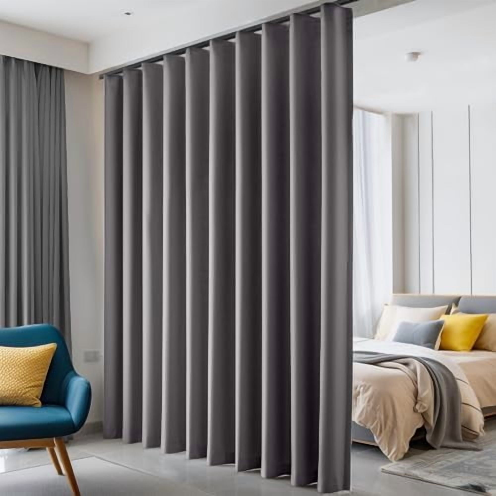 Room Divider Curtains Blackout Ceiling Track Curtain with Hook Wall ...