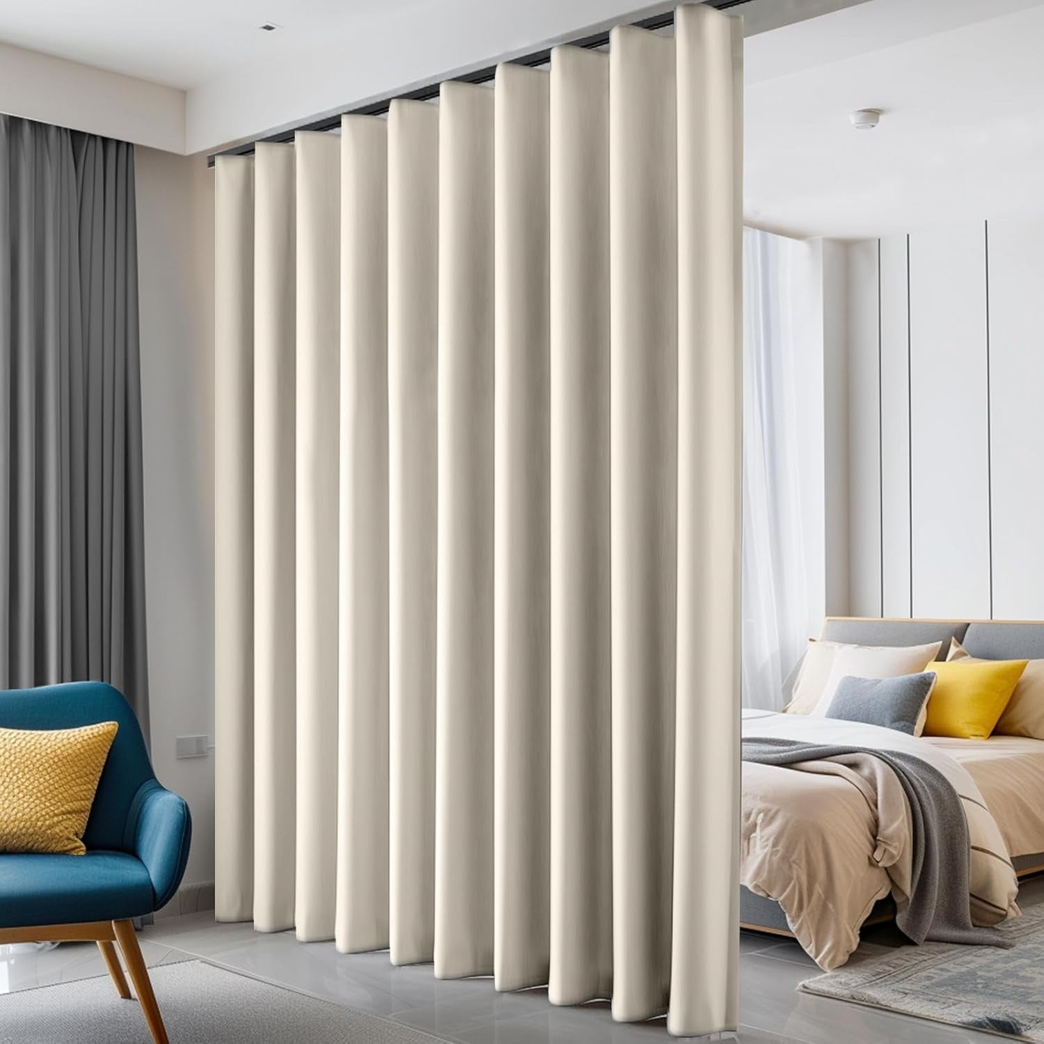 Room Divider Curtains, Blackout Track Curtains with Hook Sound Proof Floor Curtains for Ceiling ...