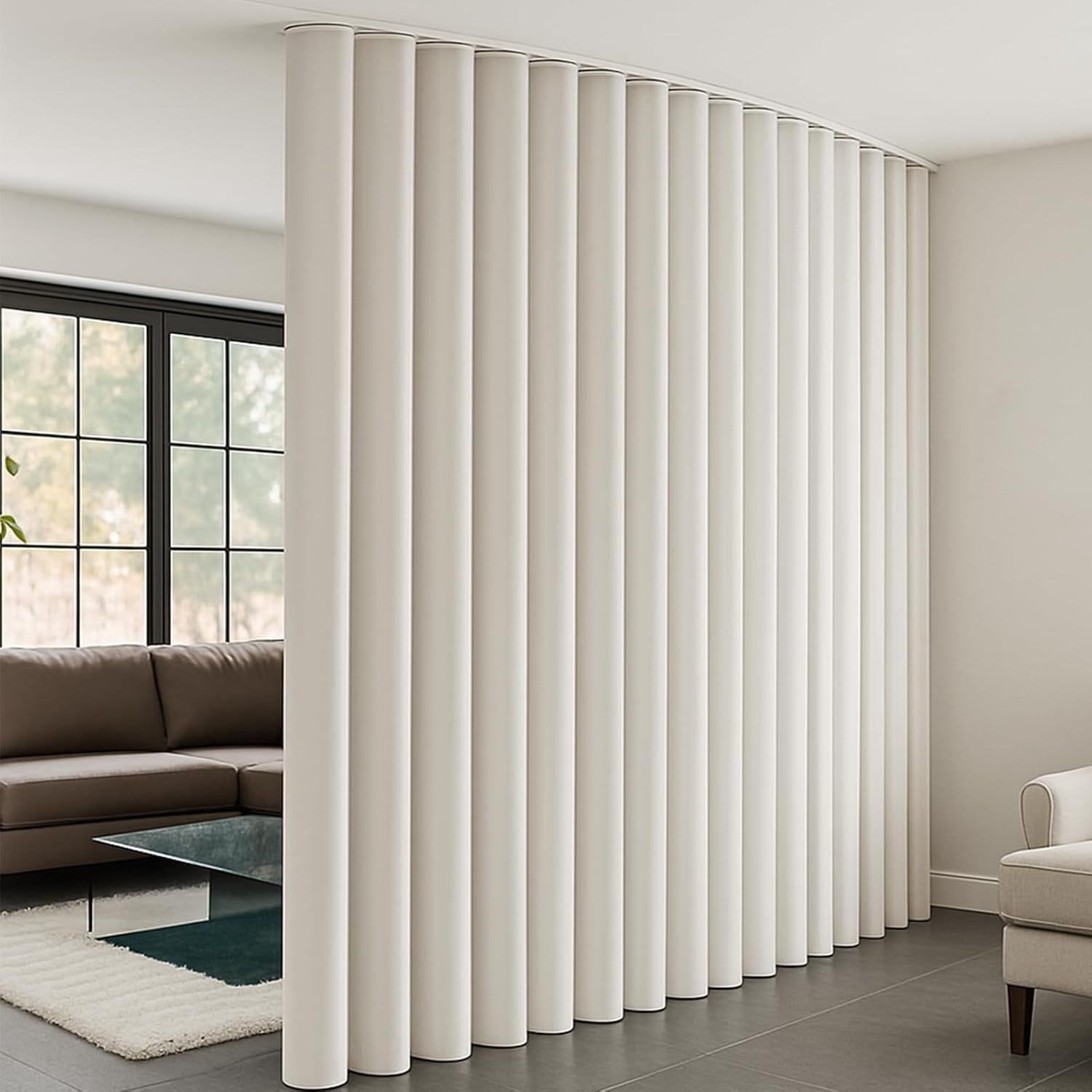 Room Divider Curtains with Ceiling Curtain Track Set, Blackout Privacy ...