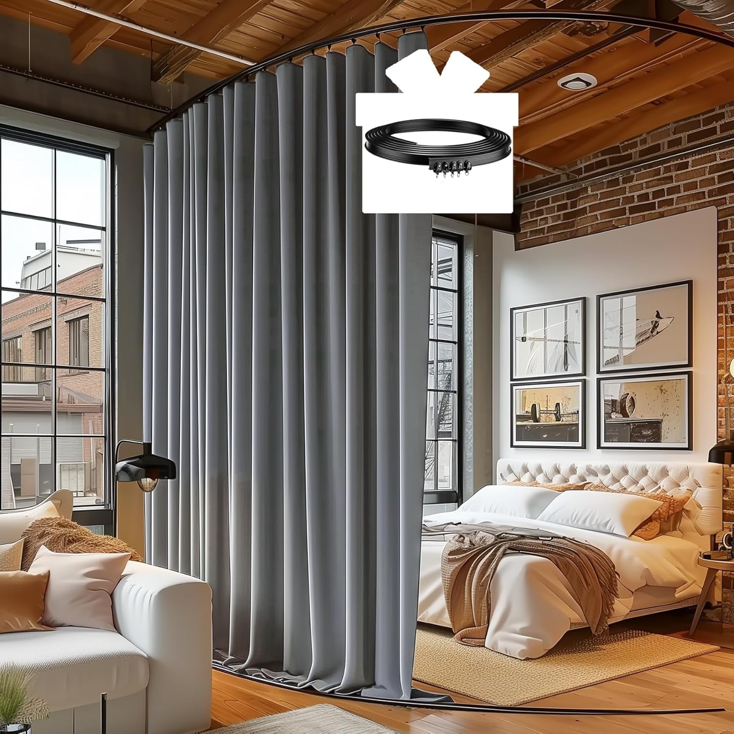 Room Divider Curtains with Ceiling Track, 95% Blackout Heavy Curtains ...