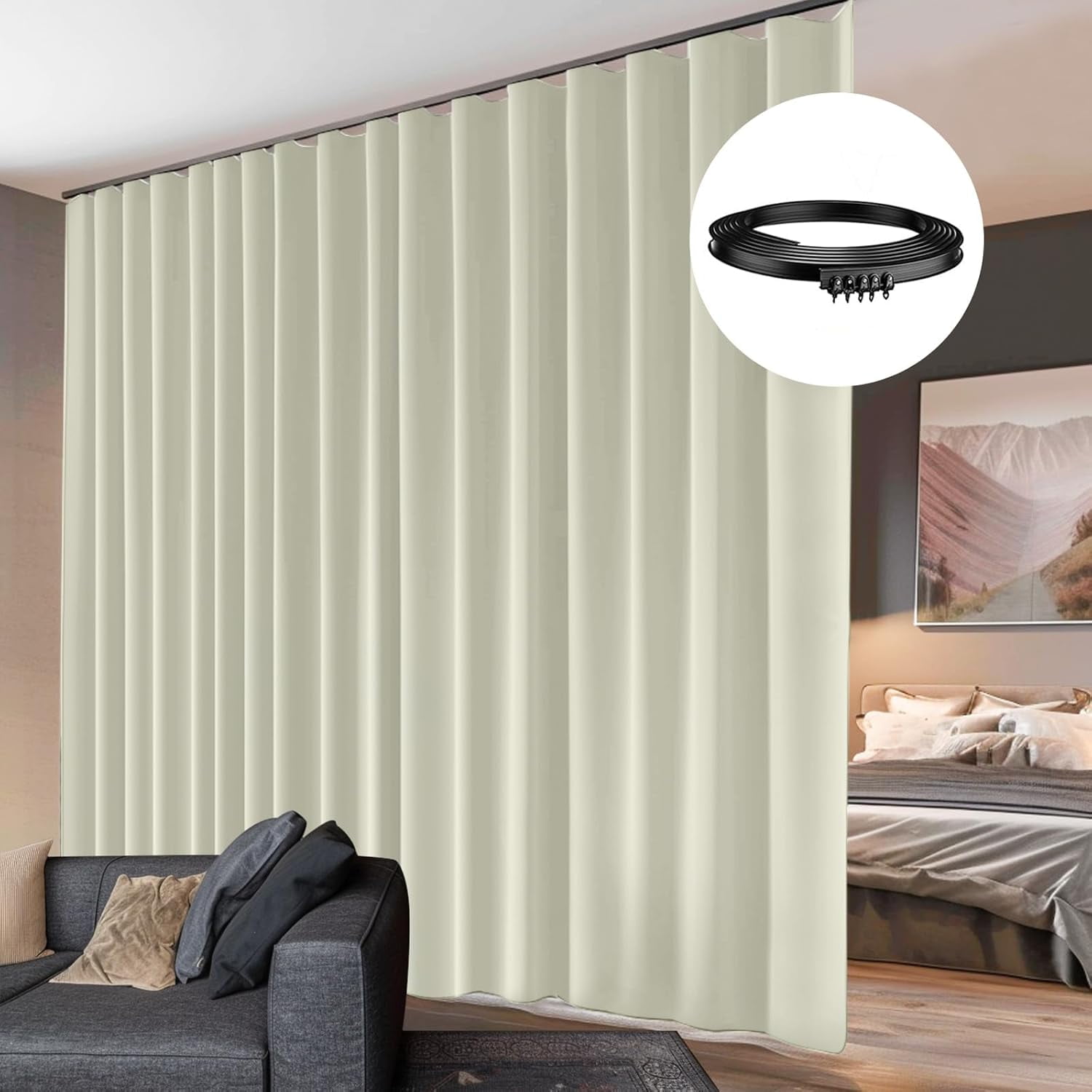 Room Divider Curtains Flexible Ceiling Tracks set Curtain track Ceiling ...