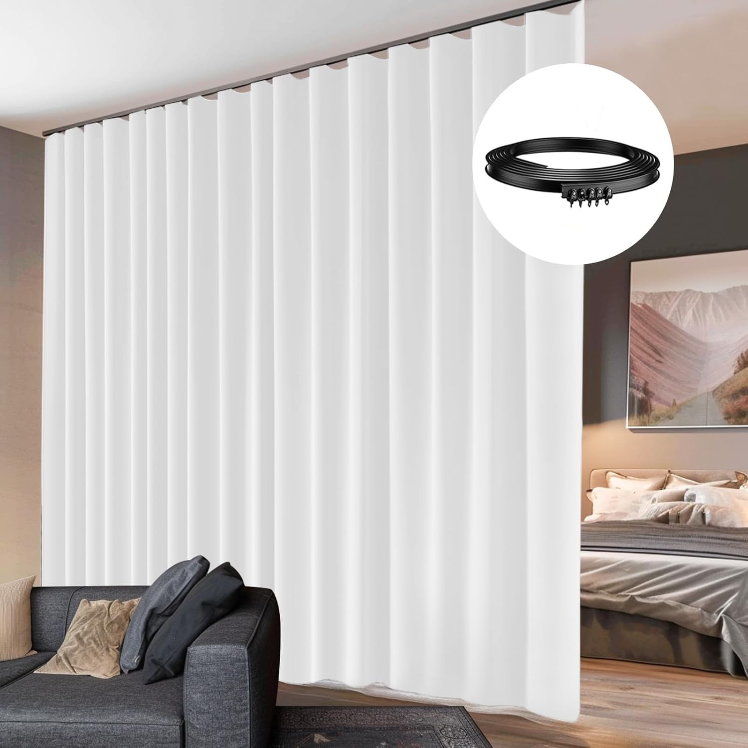 Room Divider Curtains Flexible Ceiling Tracks set Curtain track Ceiling ...