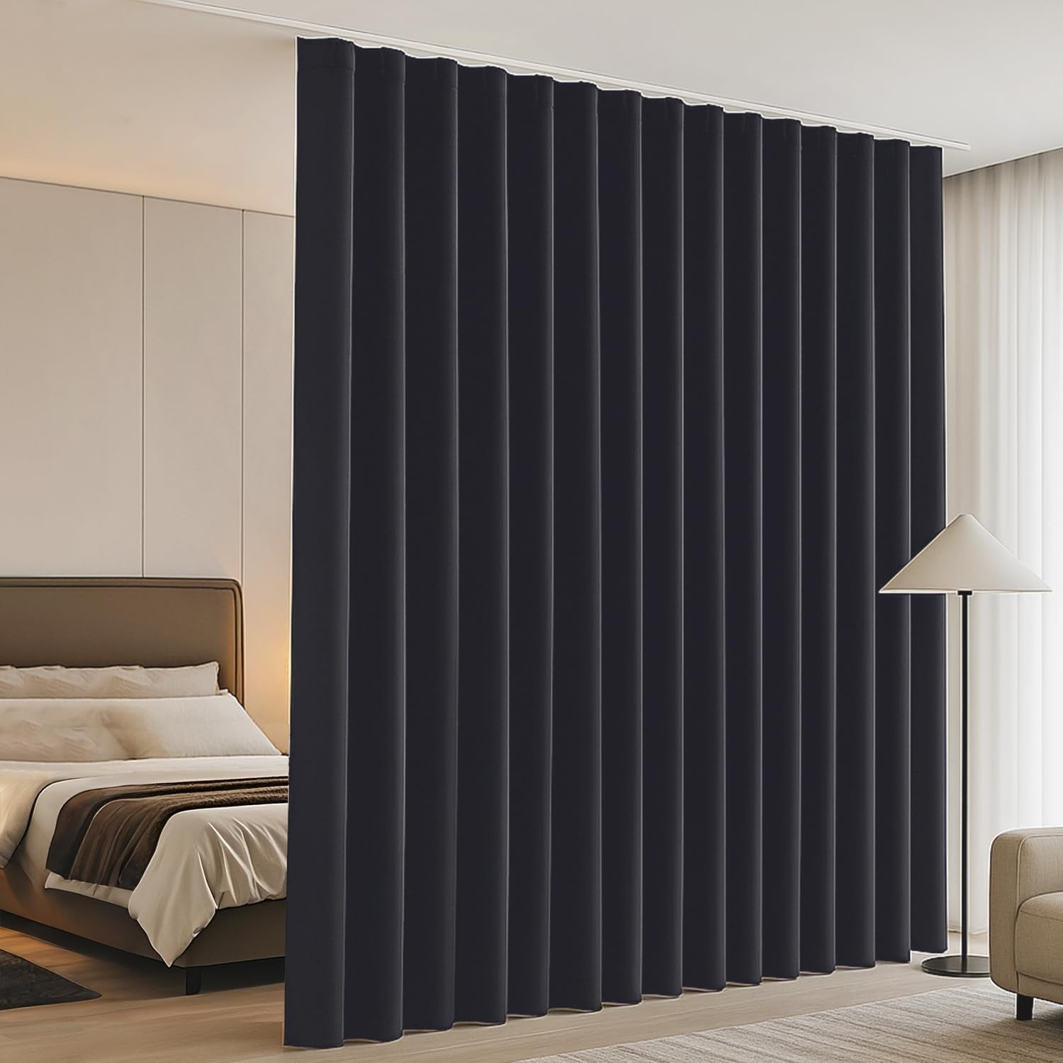 Room Divider Curtains with Flexible Curtain Track Set, Blackout Privacy ...
