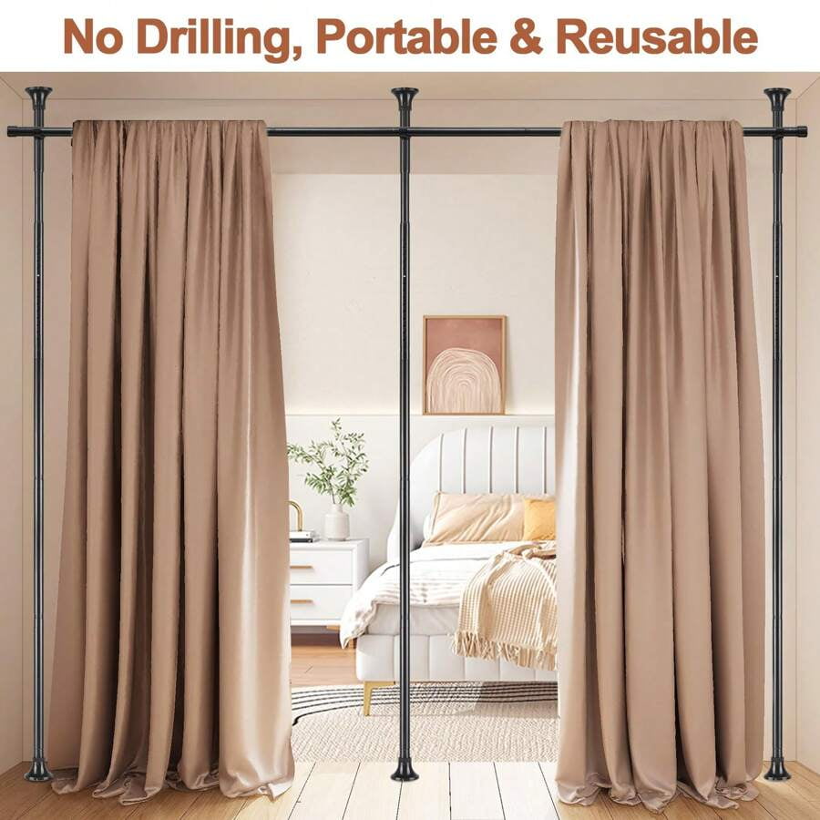 Room Divider, No Drilling Crtain Rod For Room Separation, 4-10ft (H) 28 ...