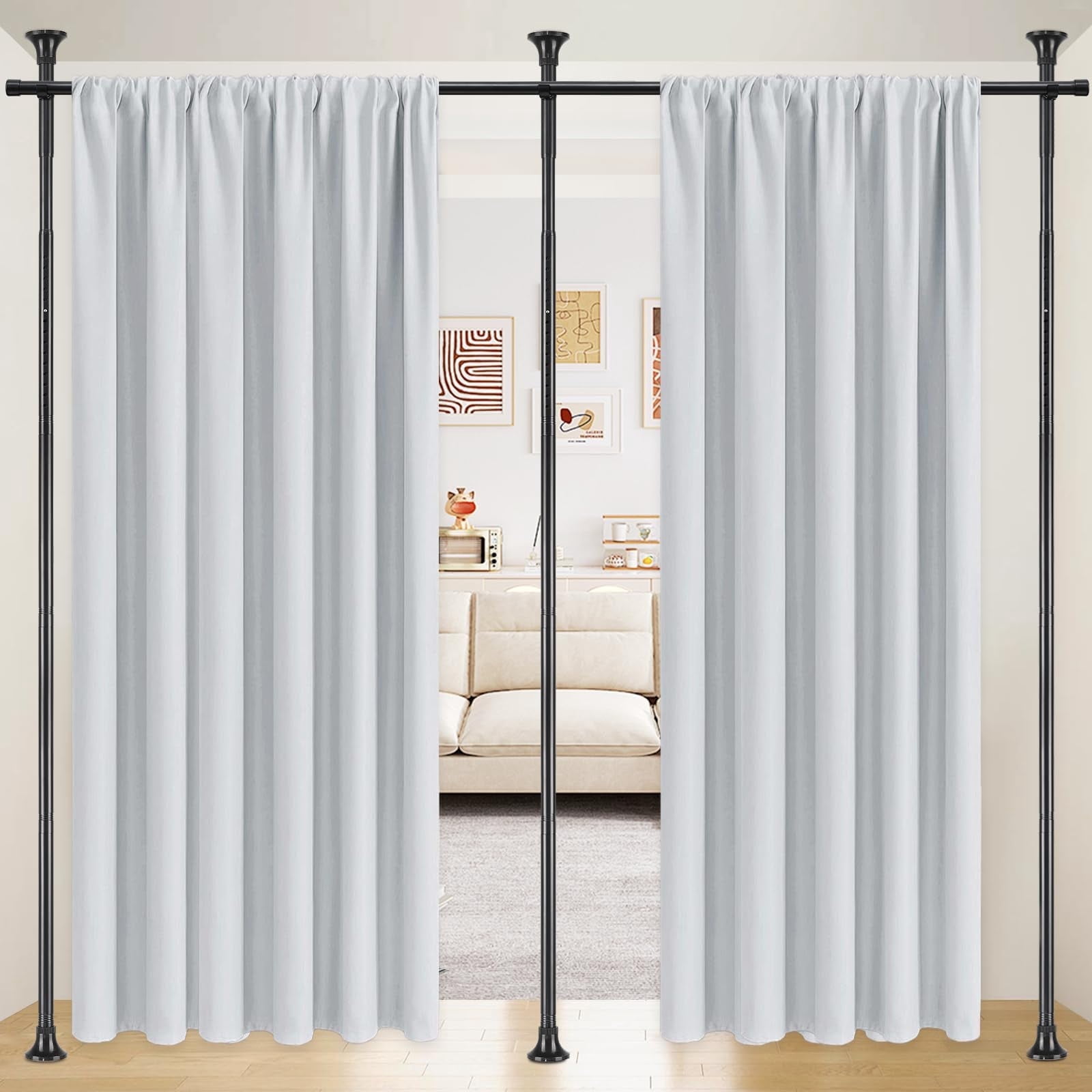 LCOKEIY Room Divider No Drilling Curtain Rods for Windows, 4-10ft(H) 28 ...