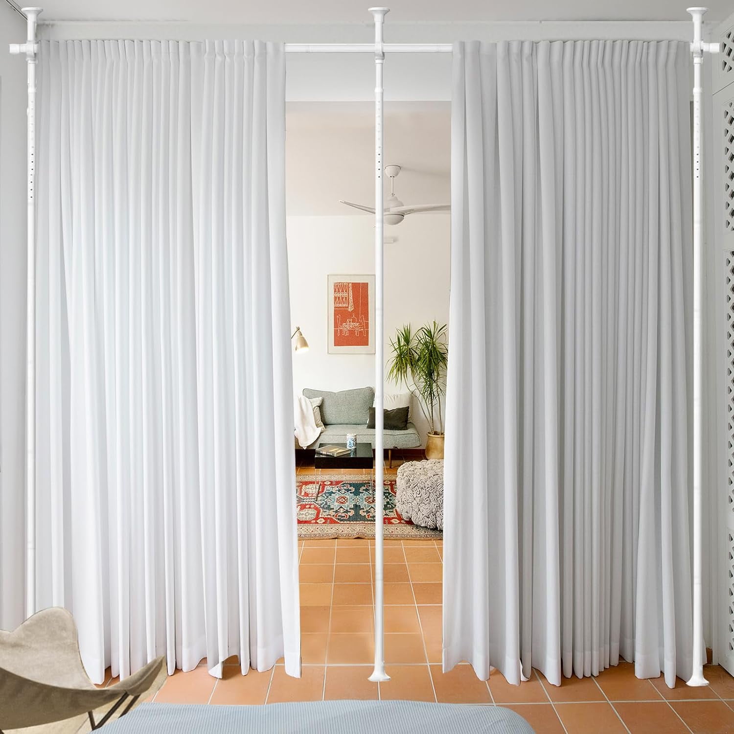 Room Divider, No Drilling Curtain Rod for Room Separation, Adjustable ...