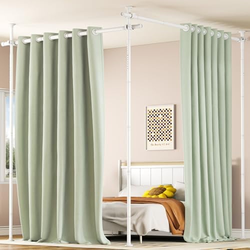 Room Divider, No Drilling Curtain Tension Rods Wall Divider for Room ...