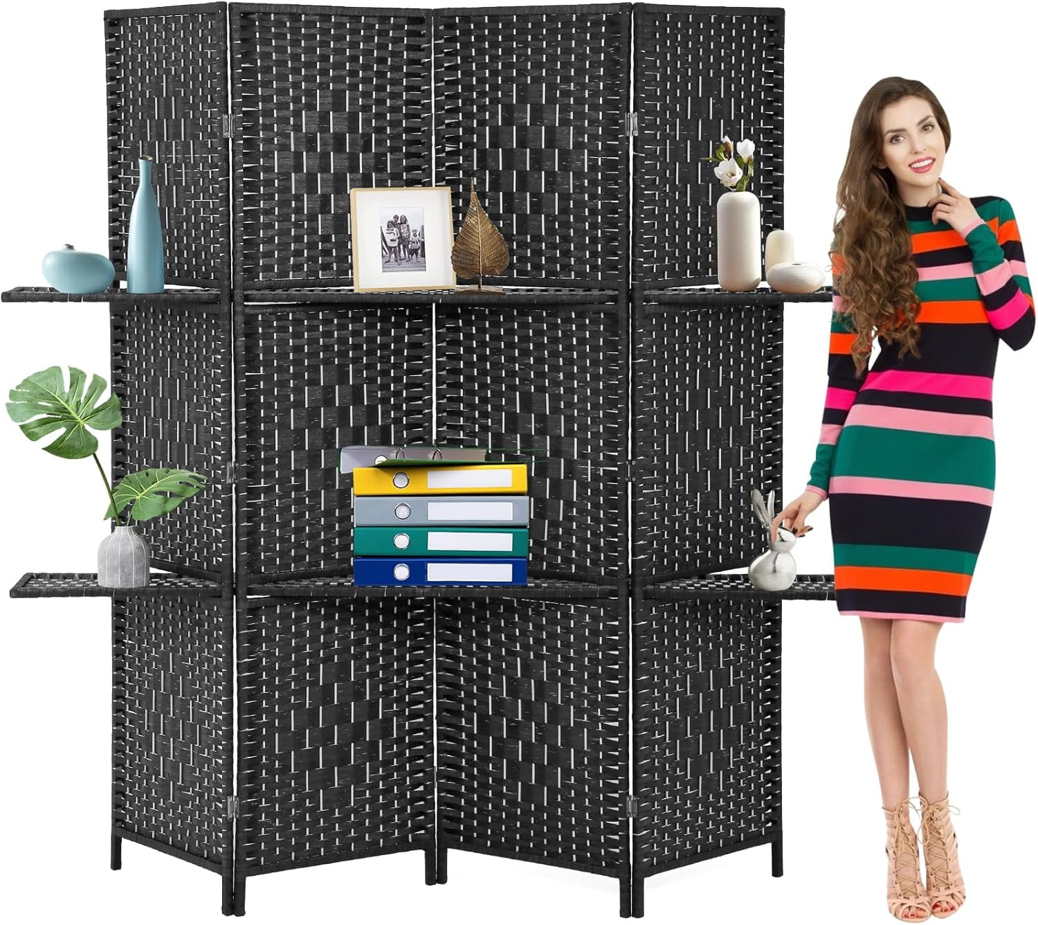 Room Divider Folding Portable Privacy Wooden Screen 4 Panel Partition ...