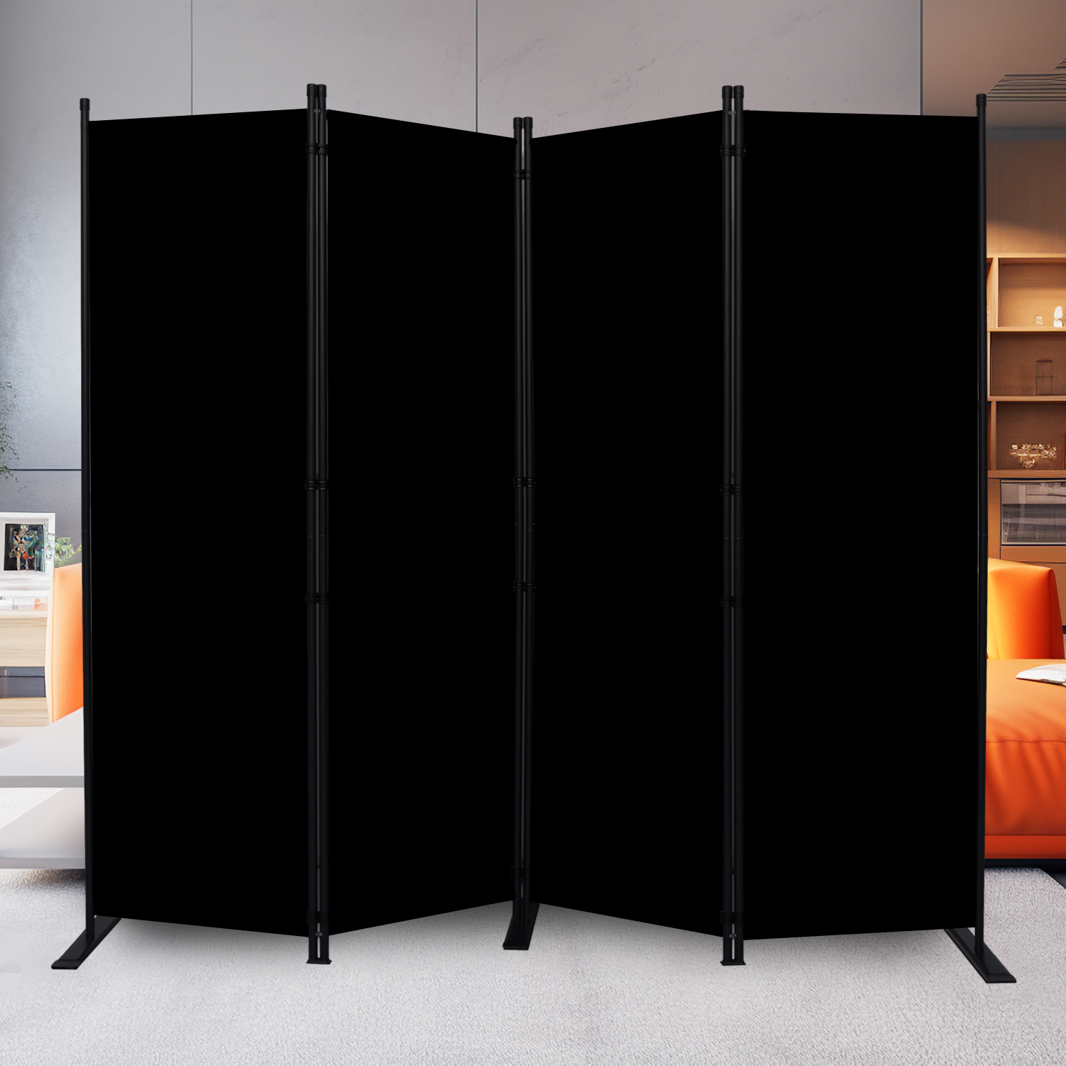 Roundhill Furniture Giyano 4 Panel Wood Frame Room Divider, 70" Tall ...