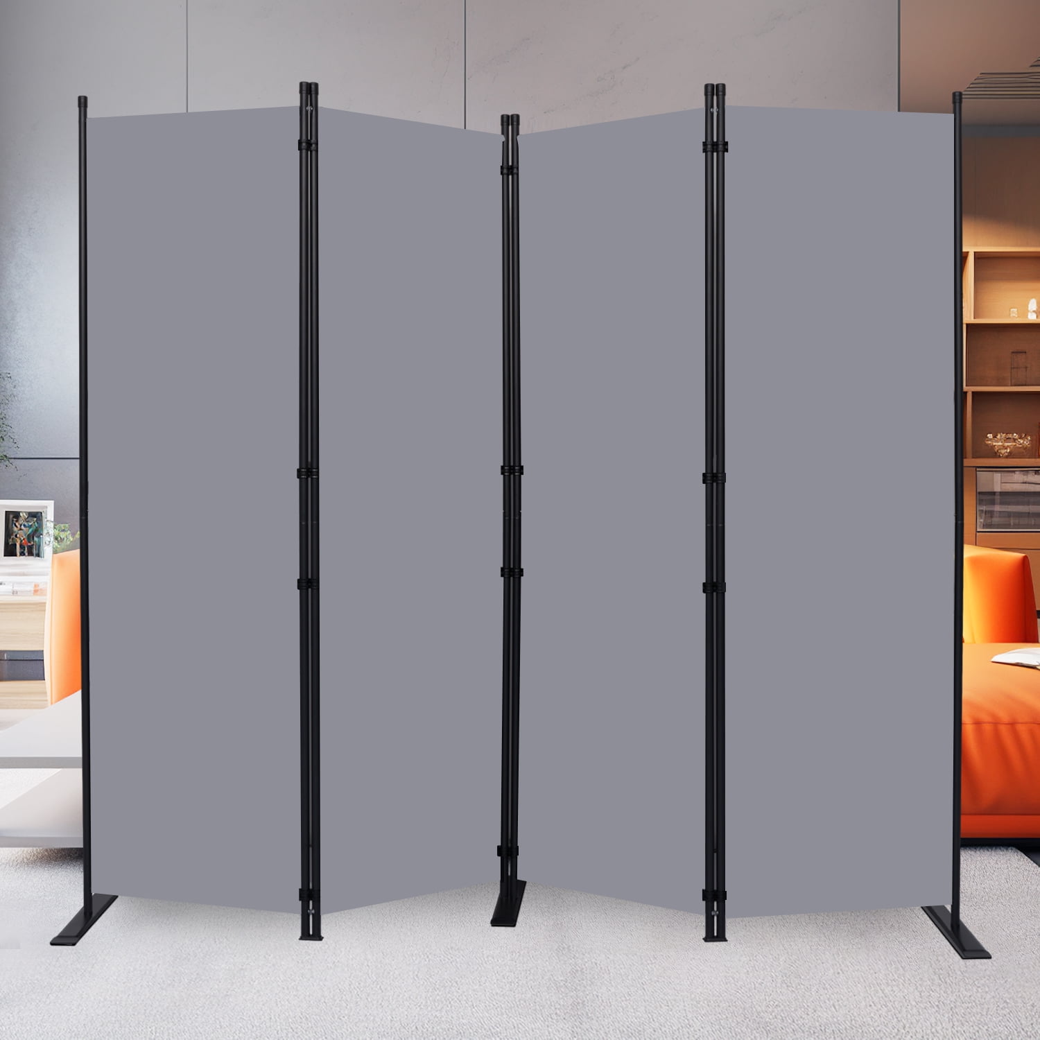 JVVMNJLK Folding Privacy Screen, Steel Room Divider, 88''W x 72''H ...