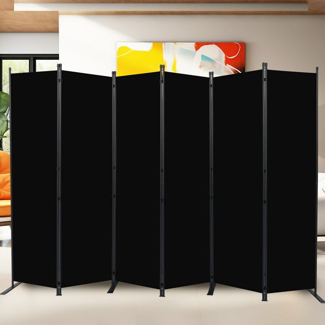 6-Panel Folding Room Divider, Privacy Screen with Wider Feet, Portable ...