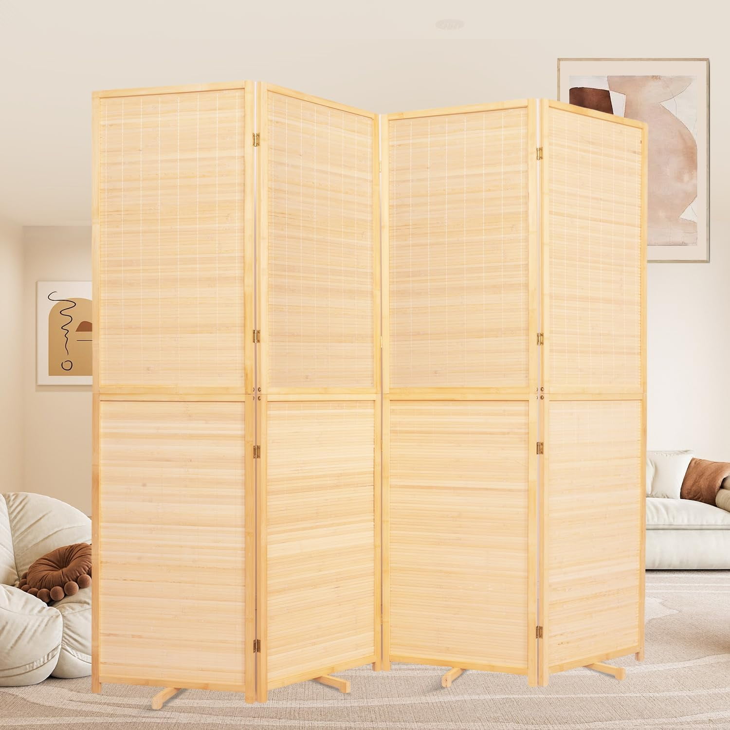 Room Divider Folding Privacy Screens, Hand-Made 67'' High Bamboo Room ...