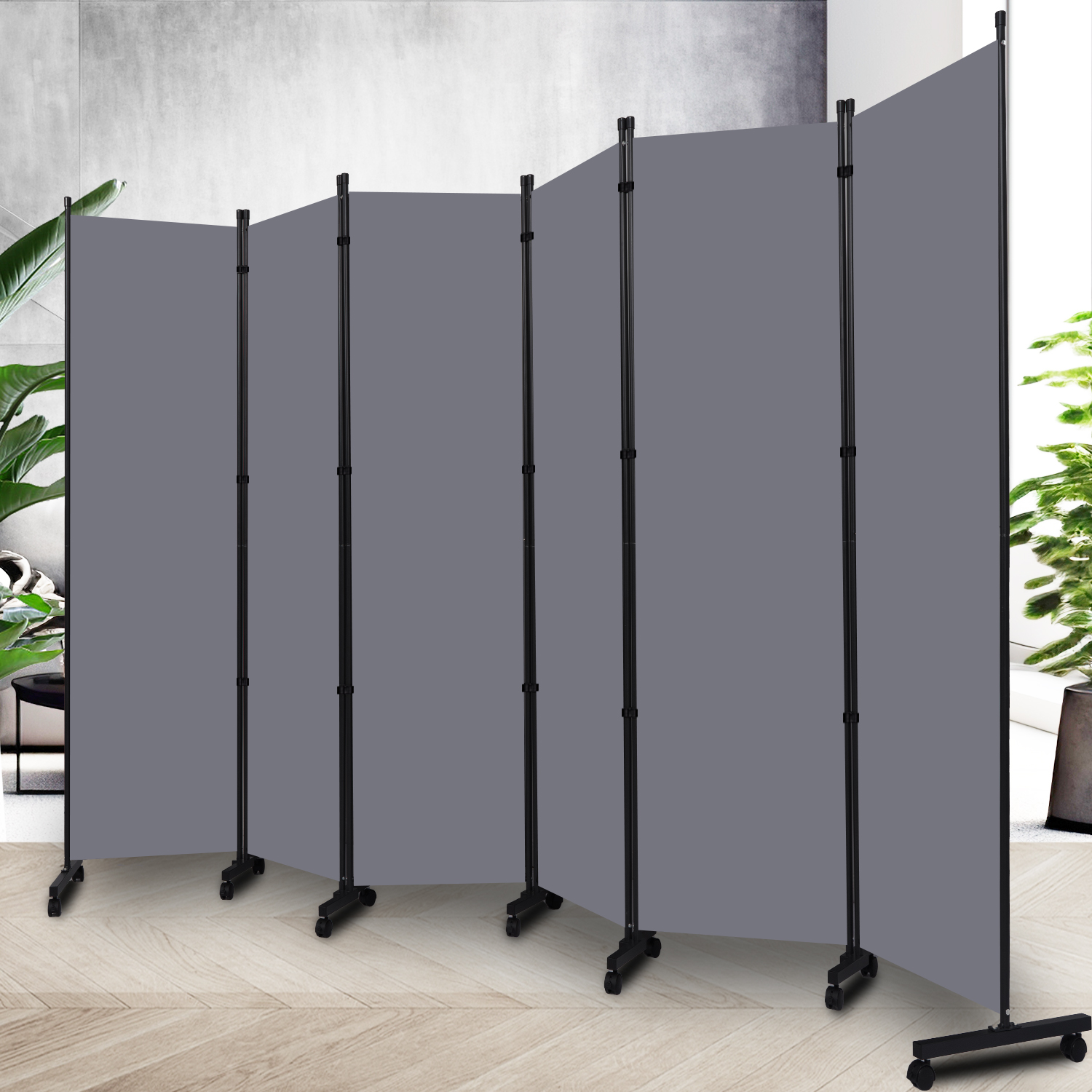 Room Divider and Folding Privacy Screens W/Wheels, 6FT Rolling ...