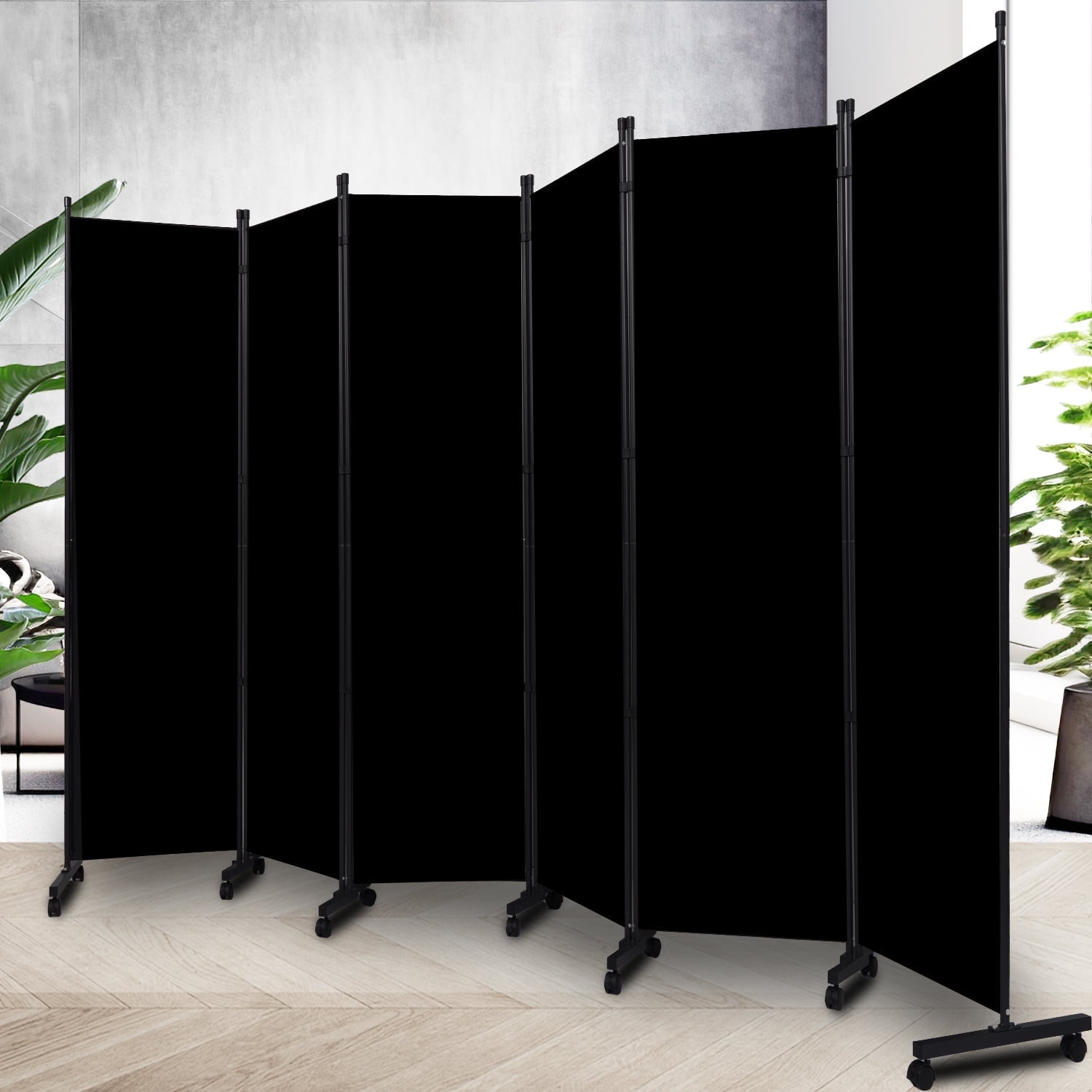 Portable Home Foldable Room Divider with Lockable Wheels, 6FT Wide ...