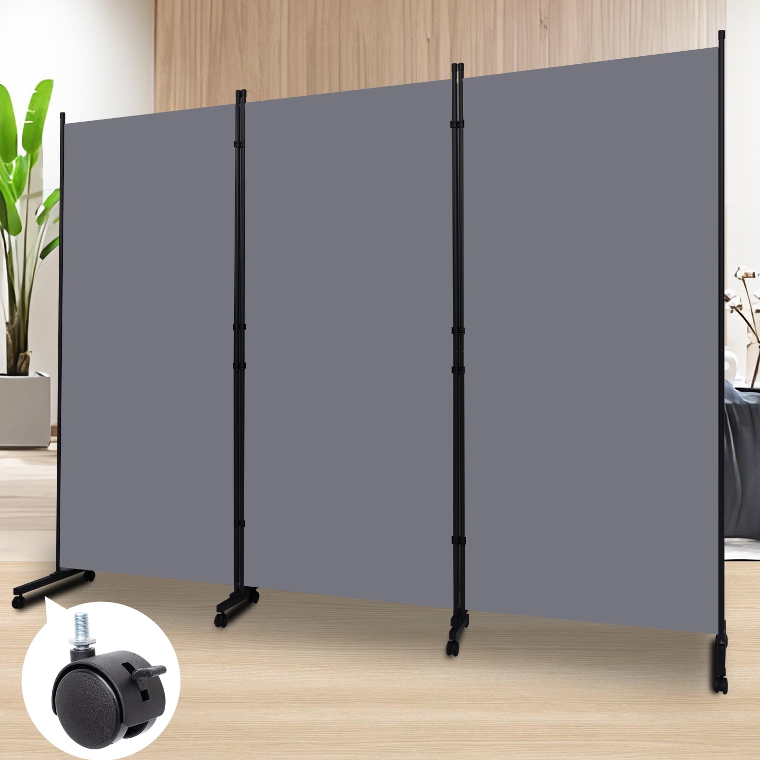 Room Divider Folding Privacy Screens with Wheels, 102'' Wide Wall ...