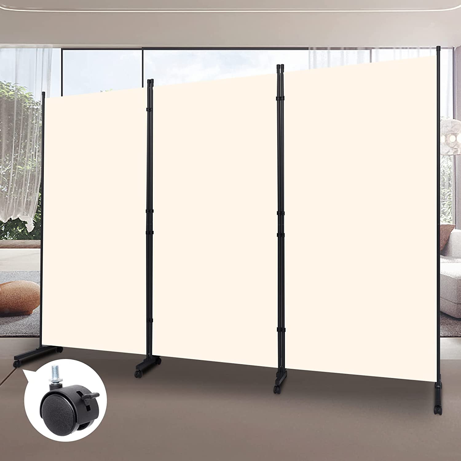 Room Divider Folding Privacy Screens with Wheels, 6FT Tall Divider for ...