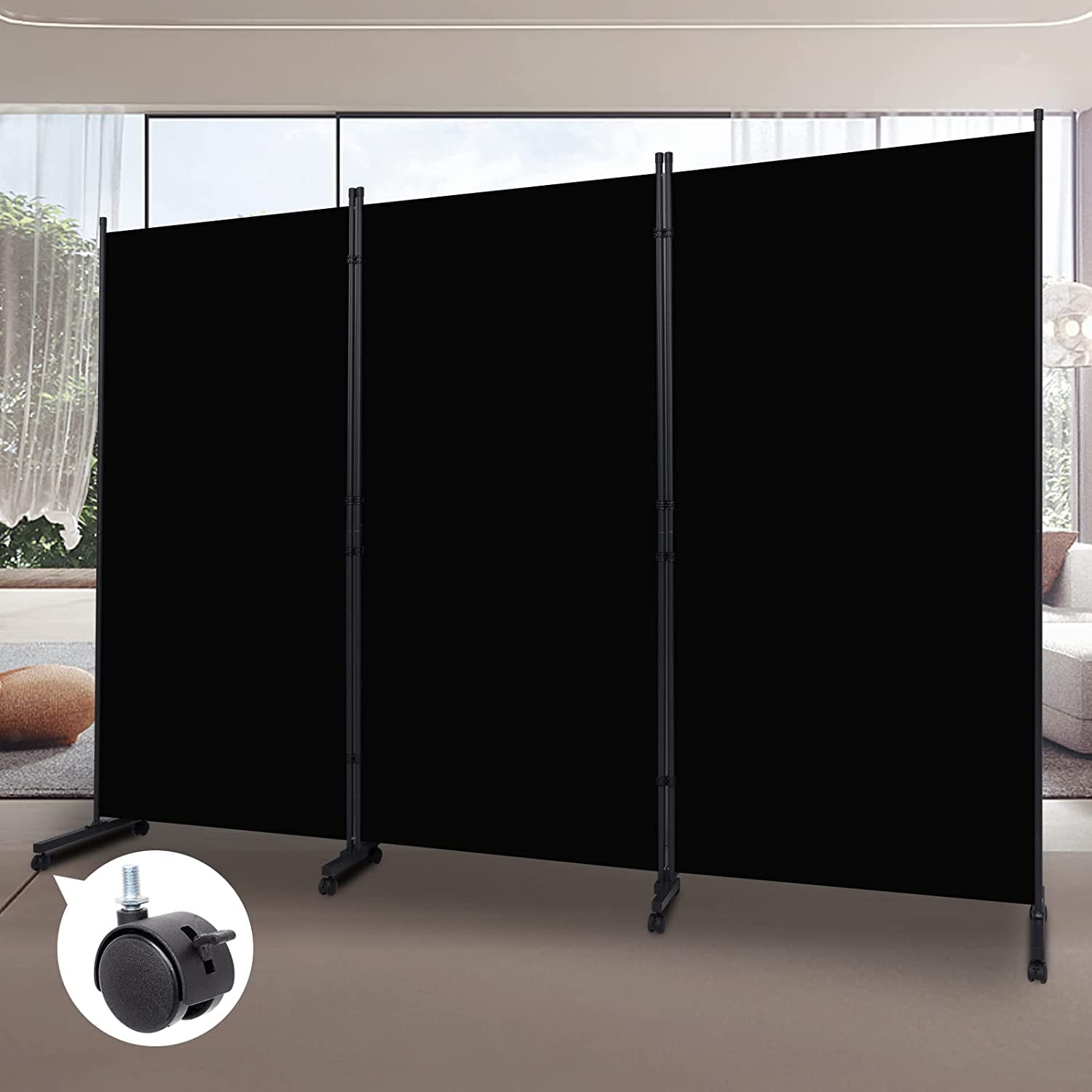 Room Divider Folding Privacy Screens with Wheels, 6FT Tall Divider for ...