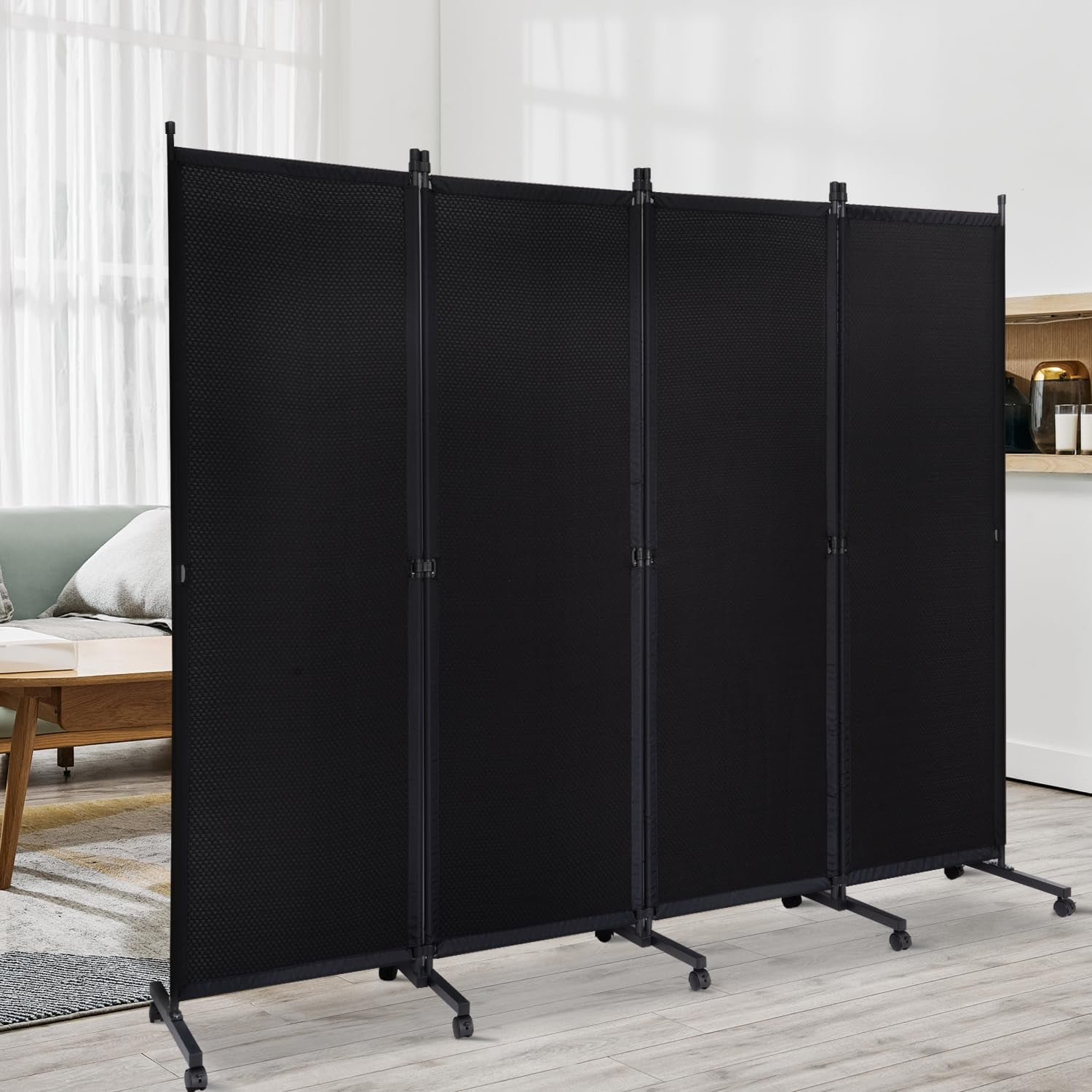 Room Divider Folding Privacy Screens with Wheels, 6FT Tall Divider for ...