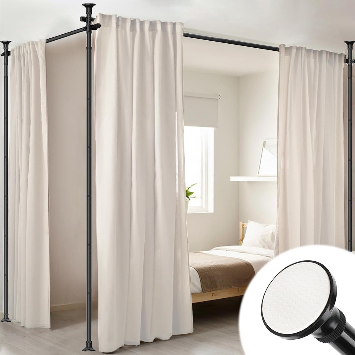 Room Divider, No Drilling Curtain Rod for Room Separation, 4-10ft (H ...