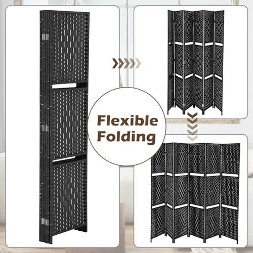 Room Divider Privacy Screen Foldable 6 Panel Wall Divider with 2 ...