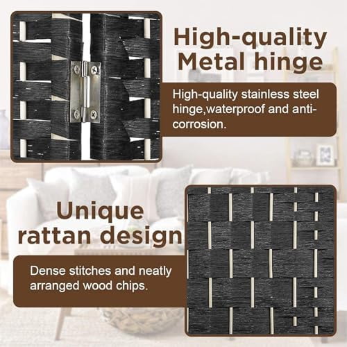 Room Divider Privacy Screen Foldable 6 Panel Wall Divider with 2 ...