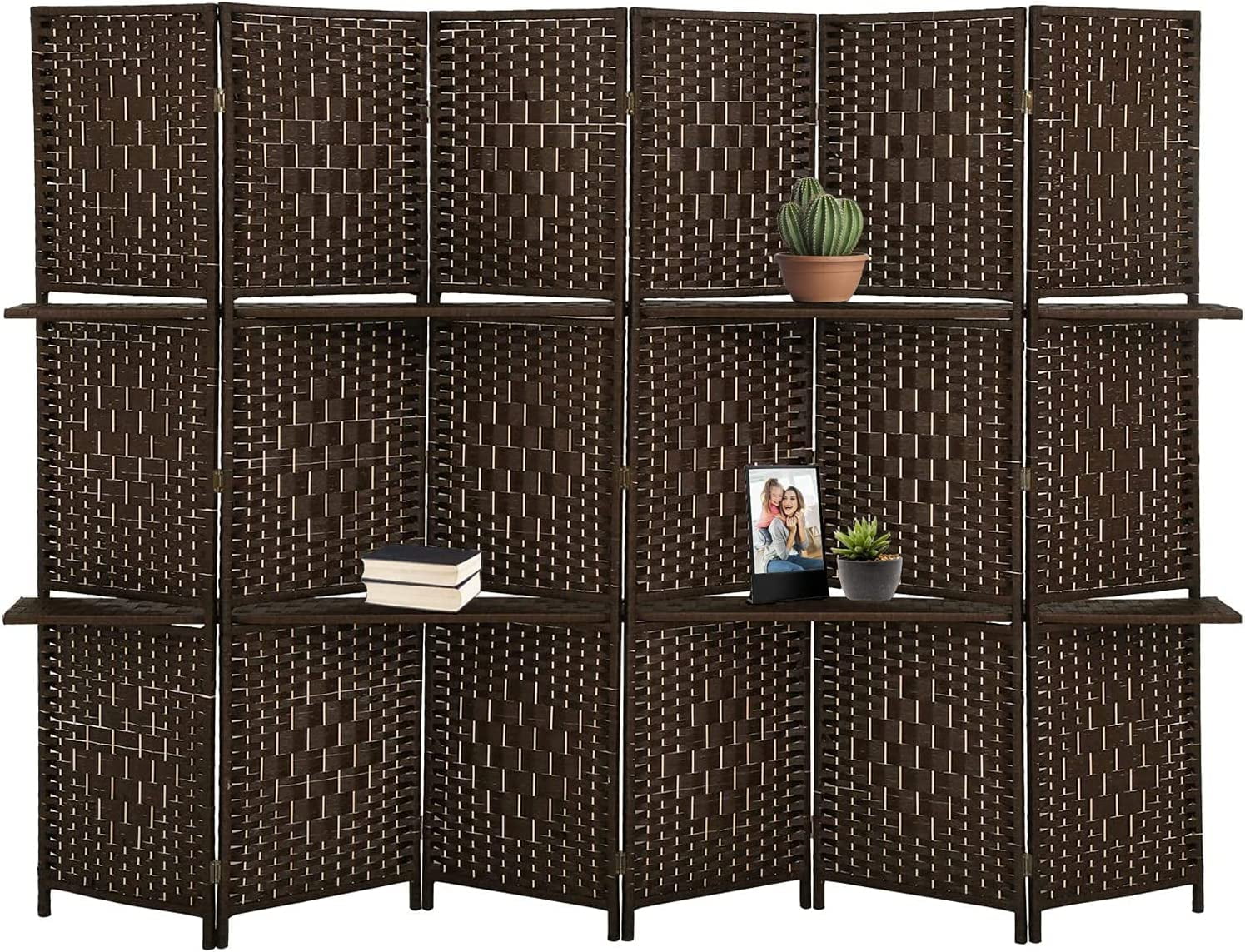 Room Divider Privacy Screen Foldable 6 Panel Wall Divider with 2 ...